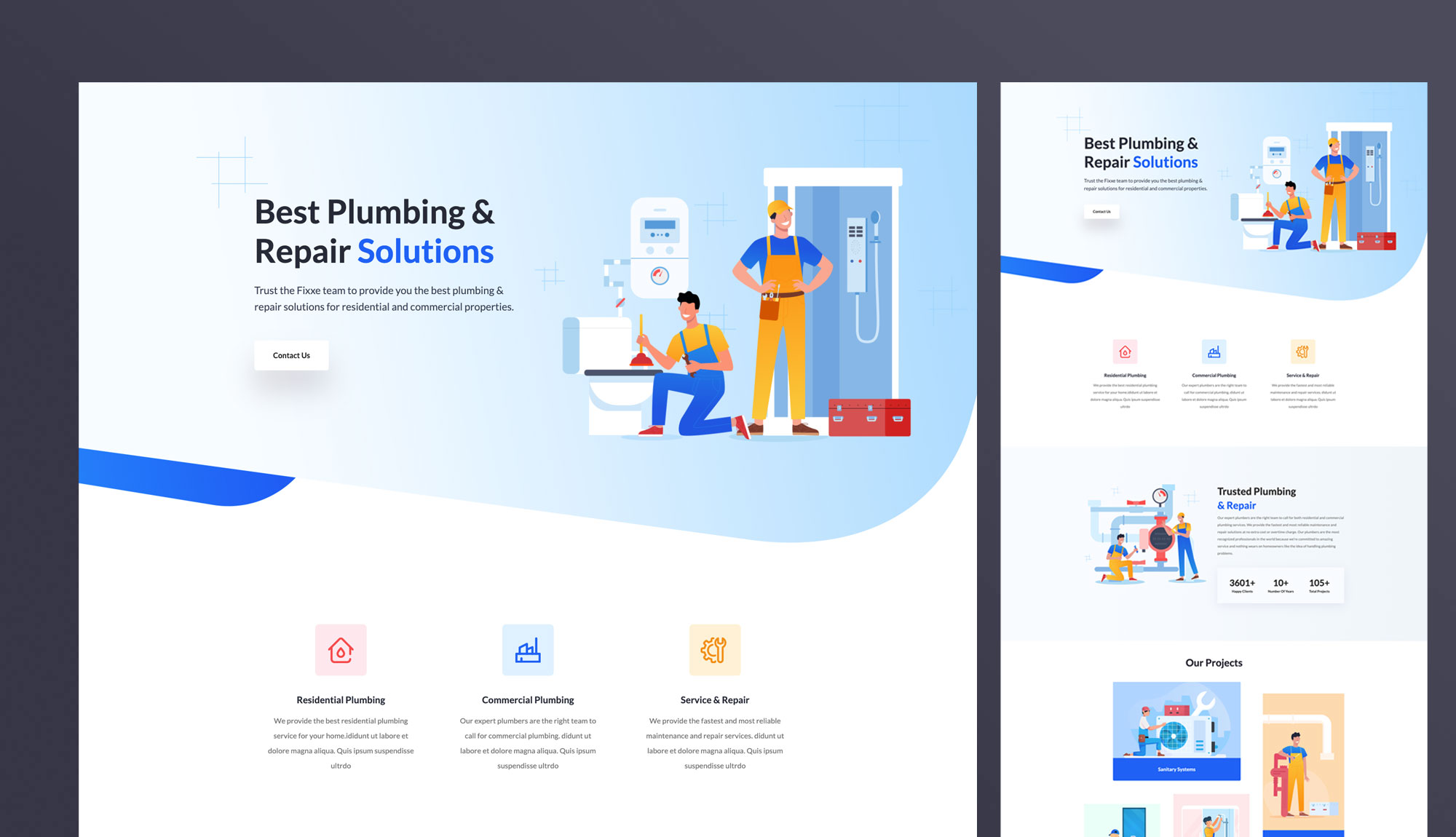 Fixxe - Plumber Website Template For Gutenberg Landing Page | Templately