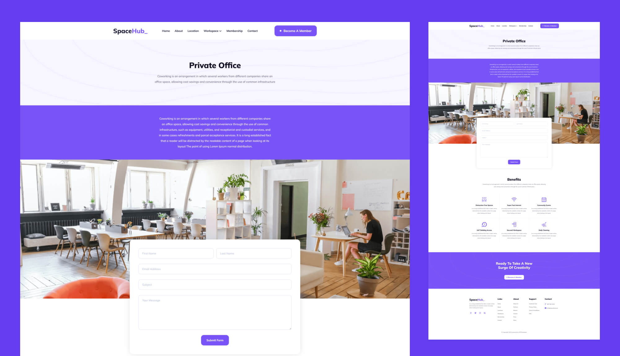 Space Hub - Coworking Space Website Template For Gutenberg WorkSpace ...