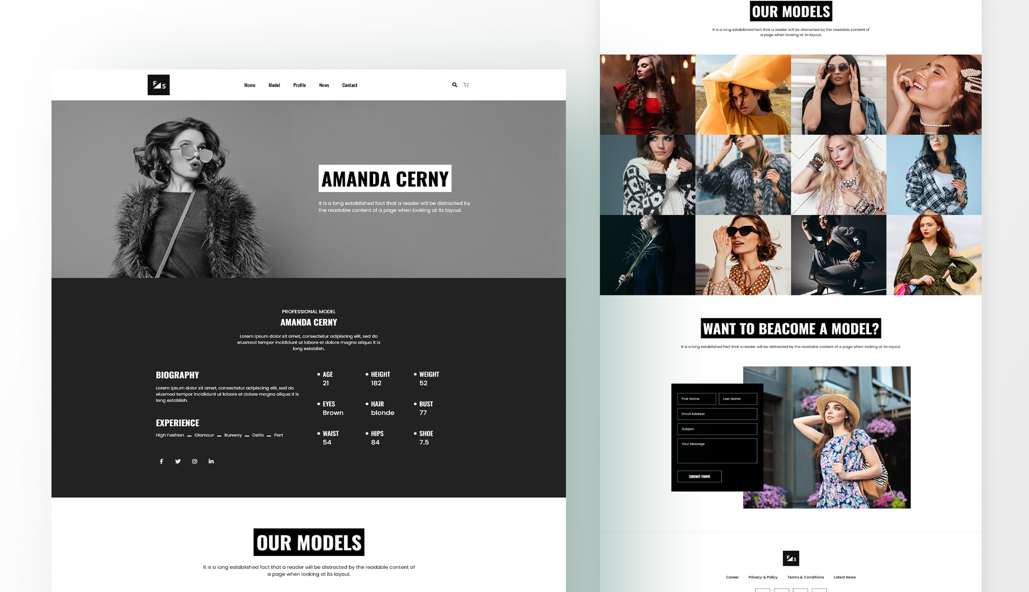 Fashion And Modeling Agency Website For Gutenberg Profile Page | Templately