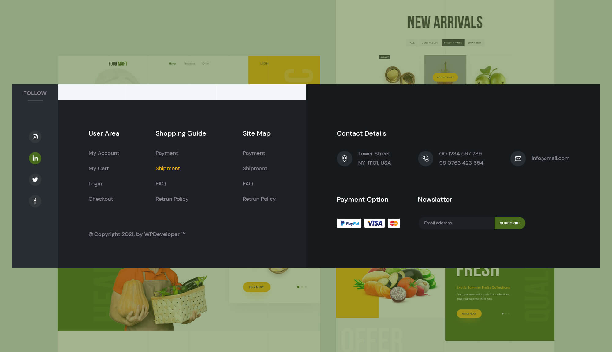 Food Mart - Grocery Shop Website Footer | Templately