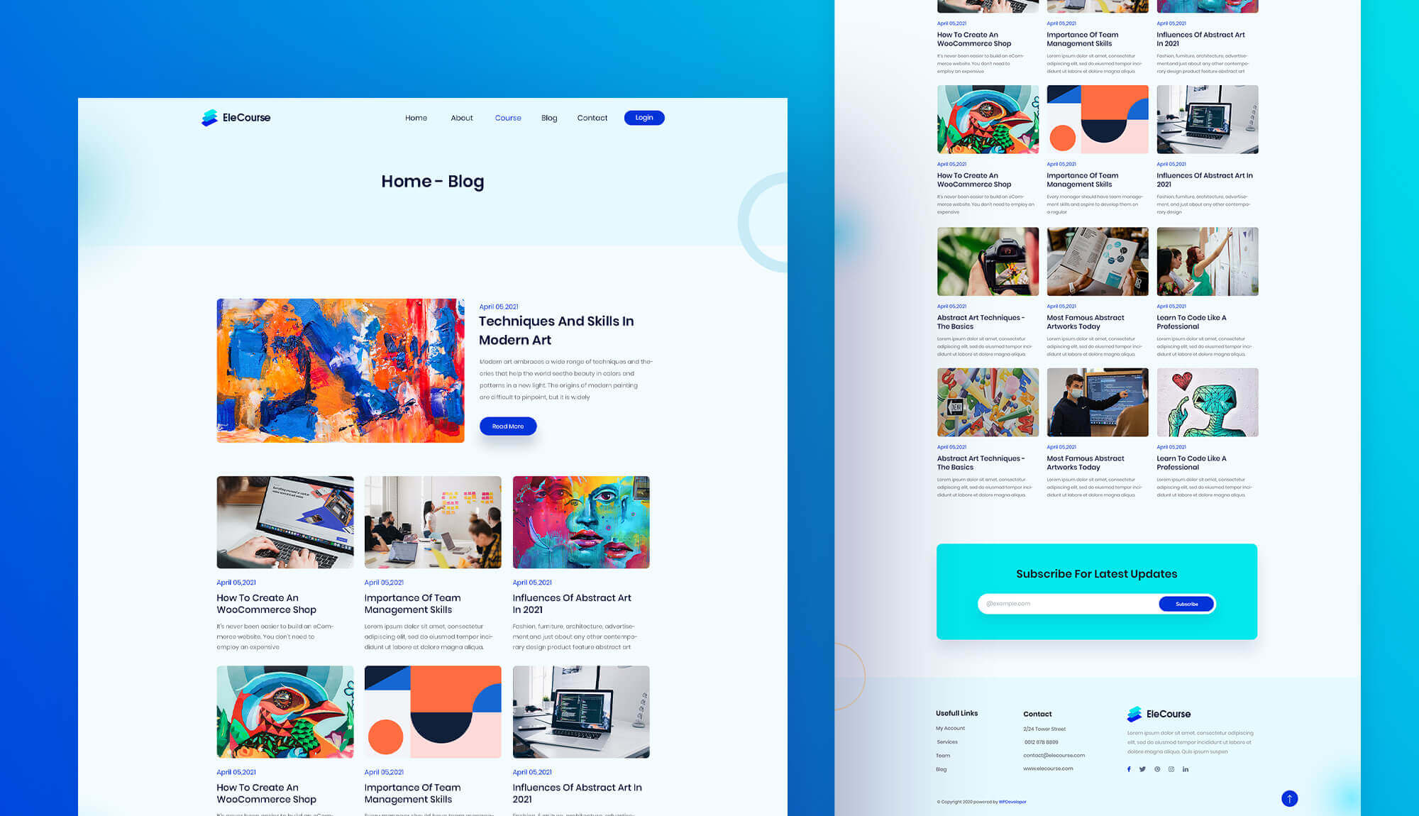 EleCourse - Online Course Website Template Blog Page | Templately