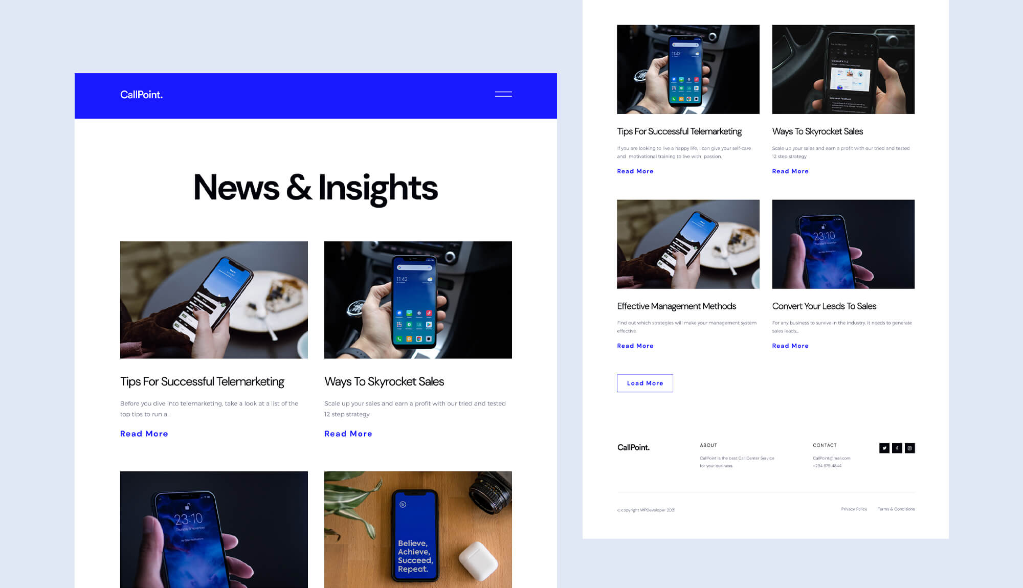 CallPoint - Call Center Website Template Blog Page | Templately