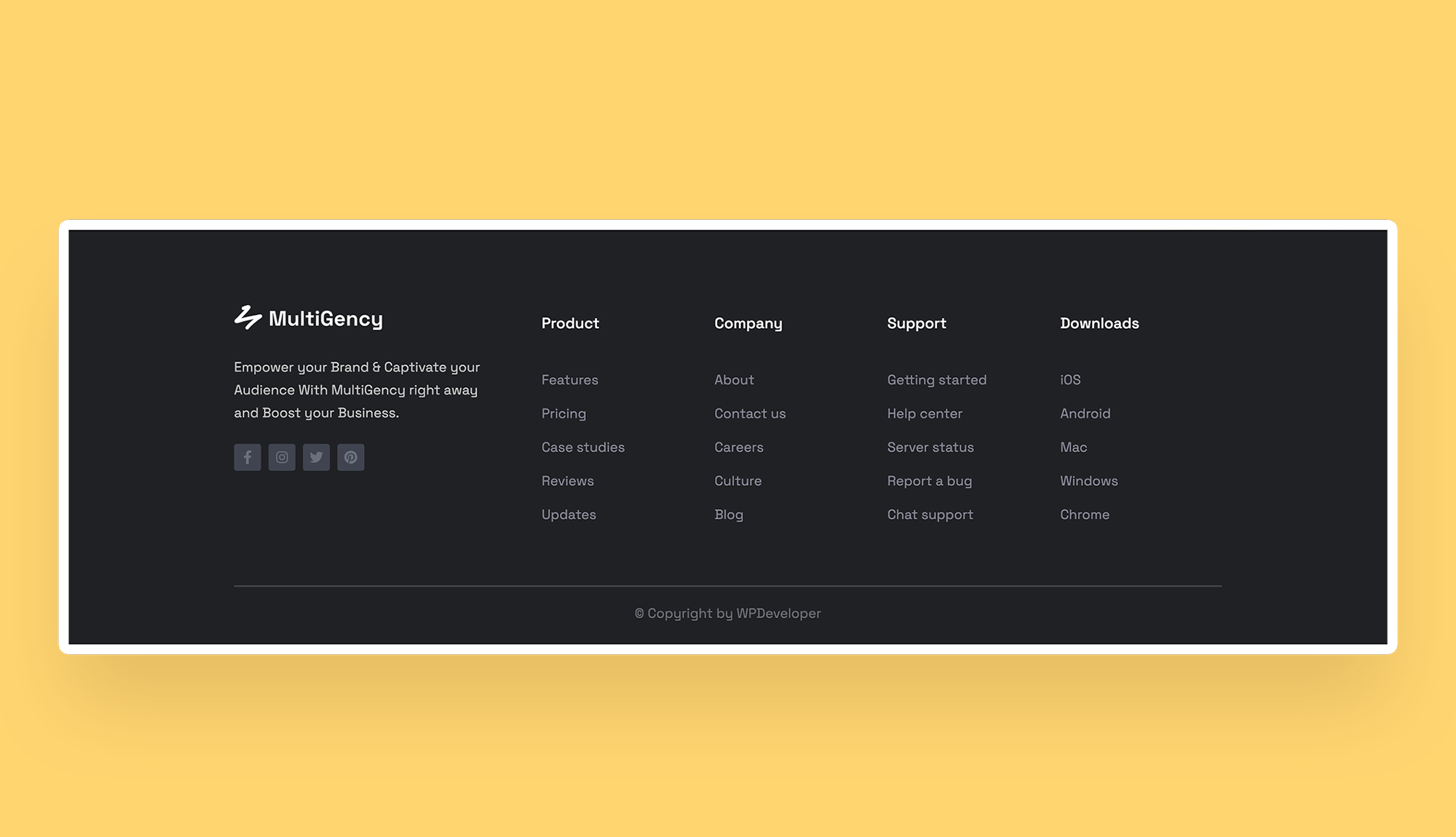MultiGency - Multipurpose Website Template For Elementor Footer ...