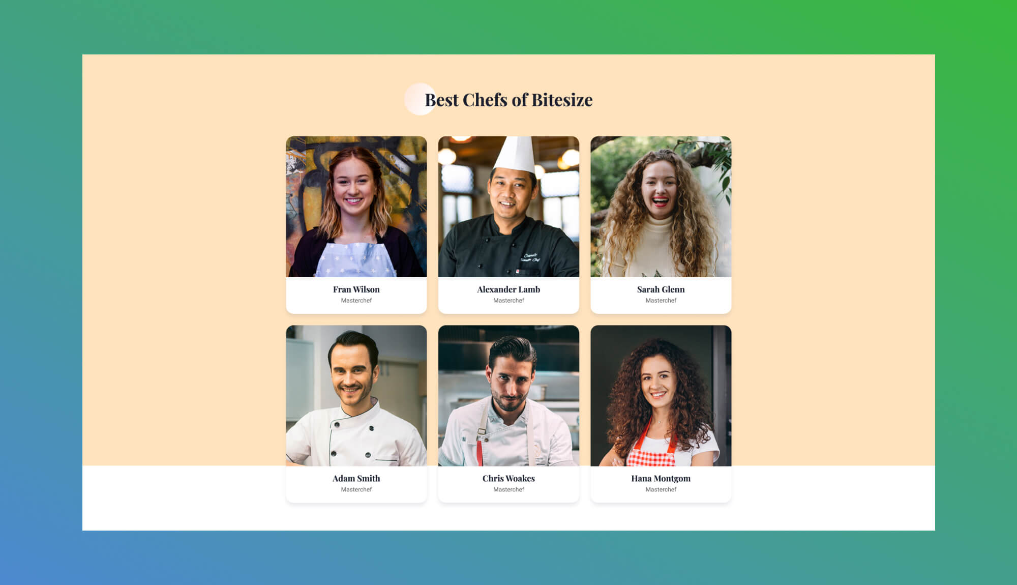 Bitesize - Cooking Class Site Template Gutenberg Team Member Section ...