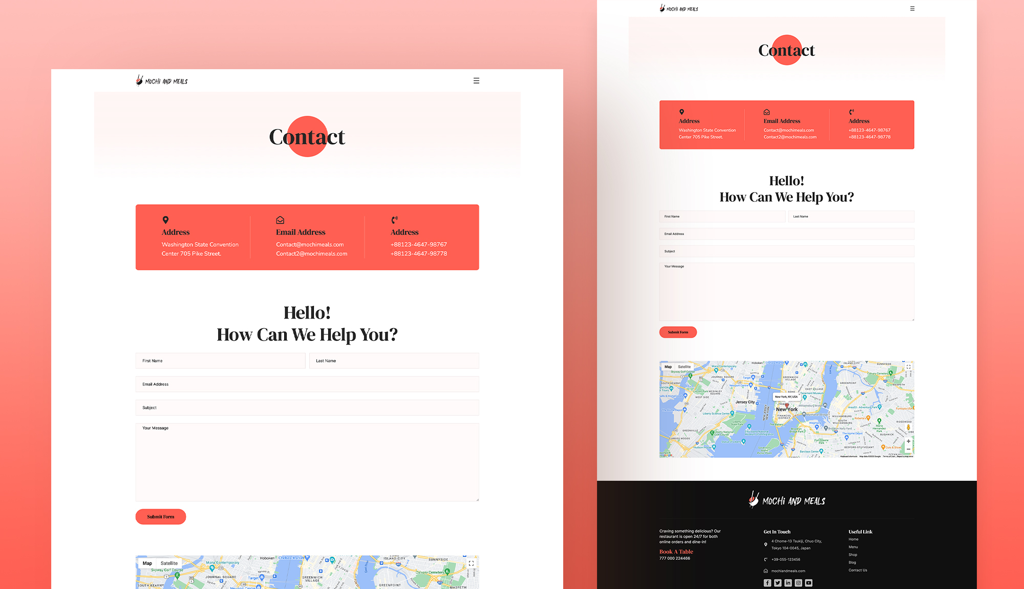 Mochi And Meals - Japanese Restaurant Template For Gutenberg Contact Us ...