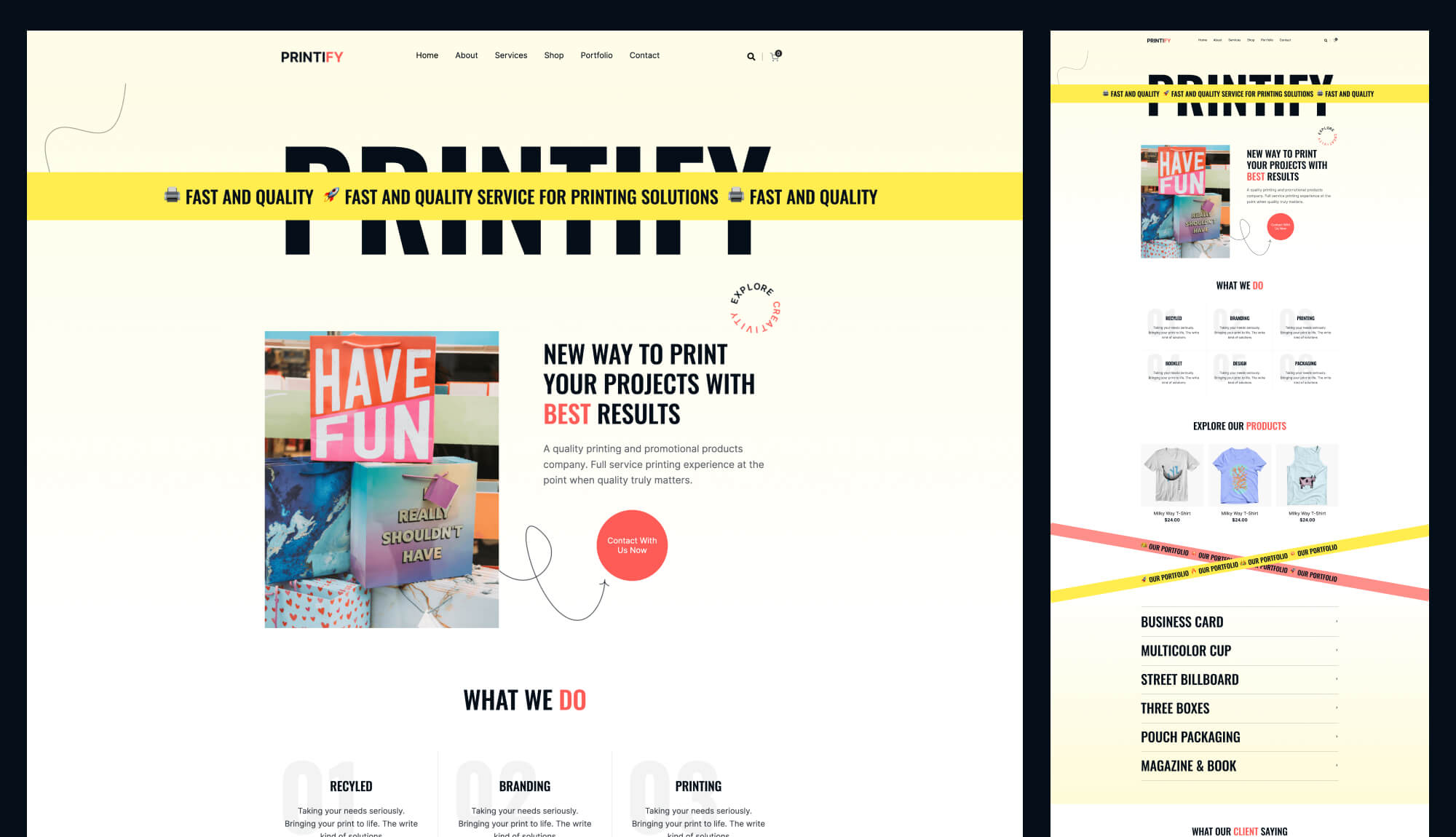 Printify - Gutenberg Printing Website Template Home Page | Templately
