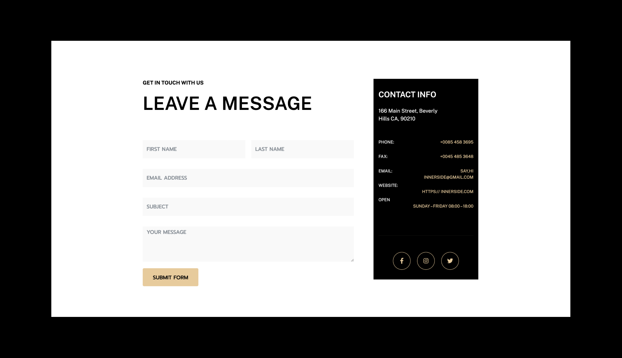 InnerSide - Interior Design Website Template Contact Section | Templately