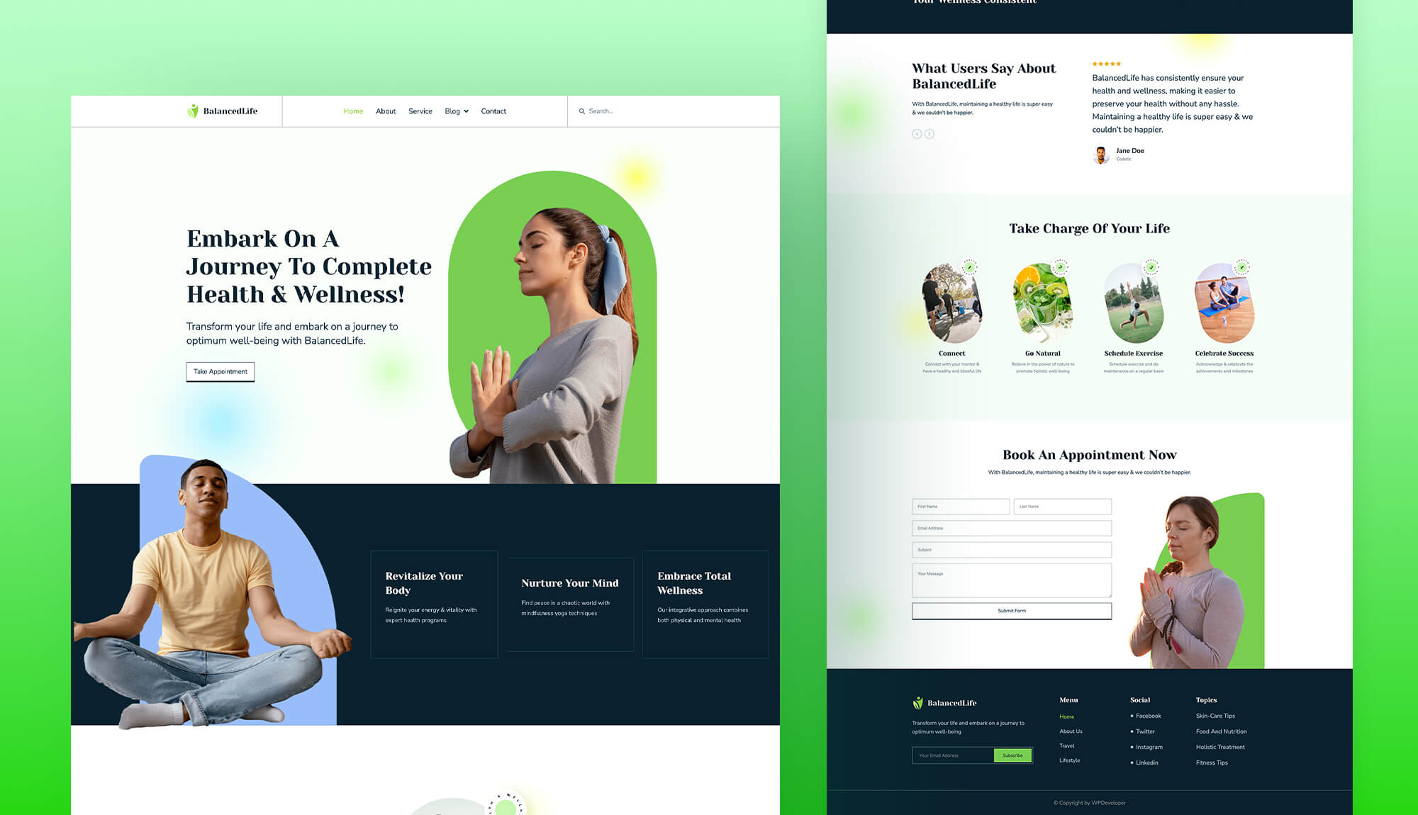 BalancedLife - Health & Wellness Website Template For Elementor Home ...