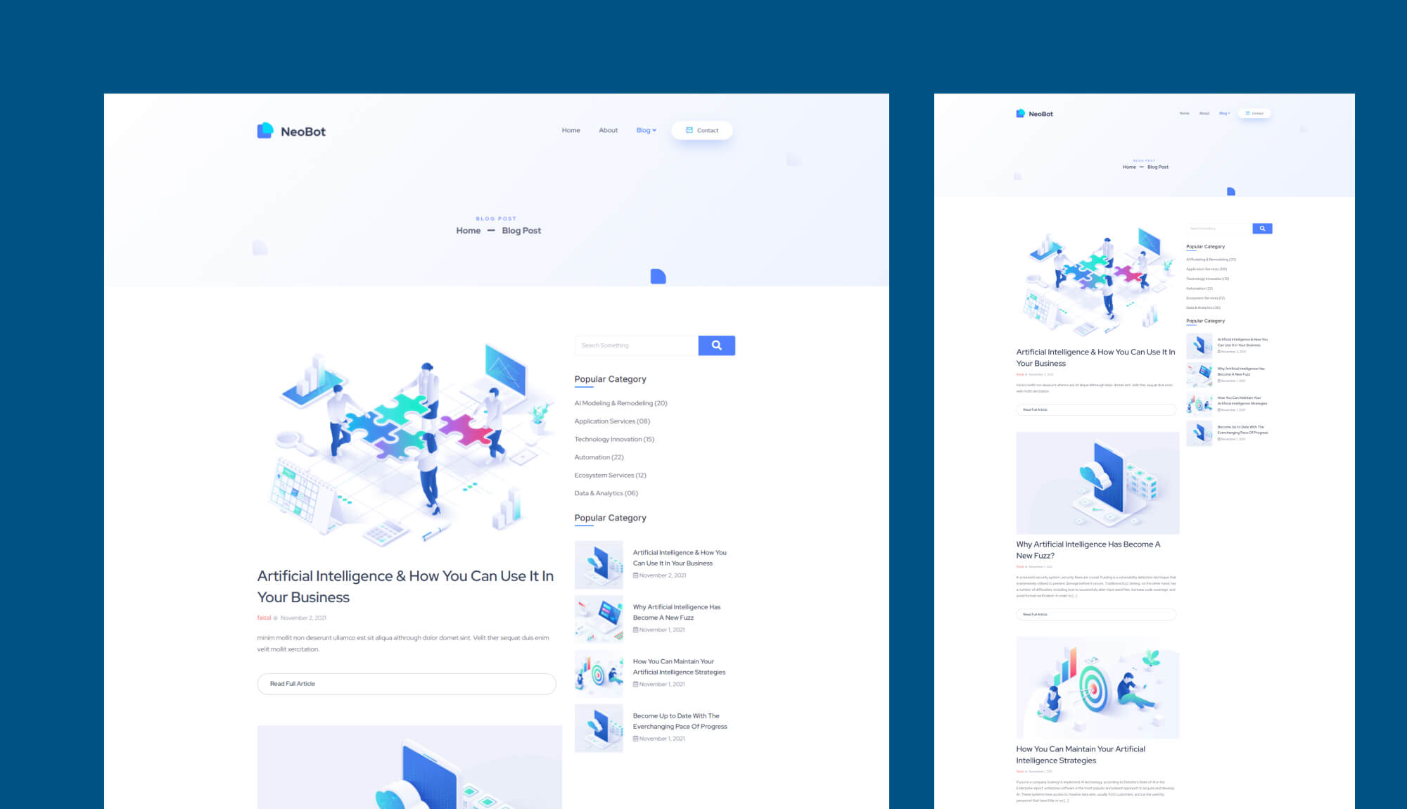 NeoBot - AI Startup Website Template Blog Page | Templately