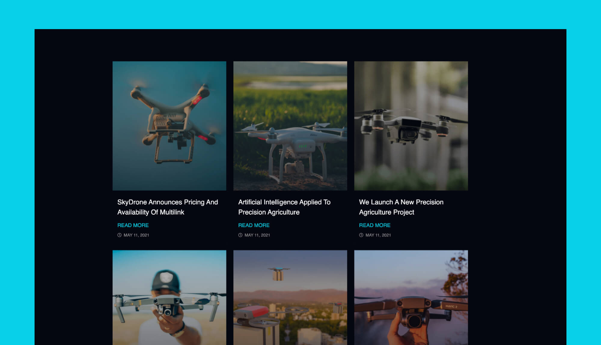 FlyShot - Aerial Photography Website Template Blog Section | Templately