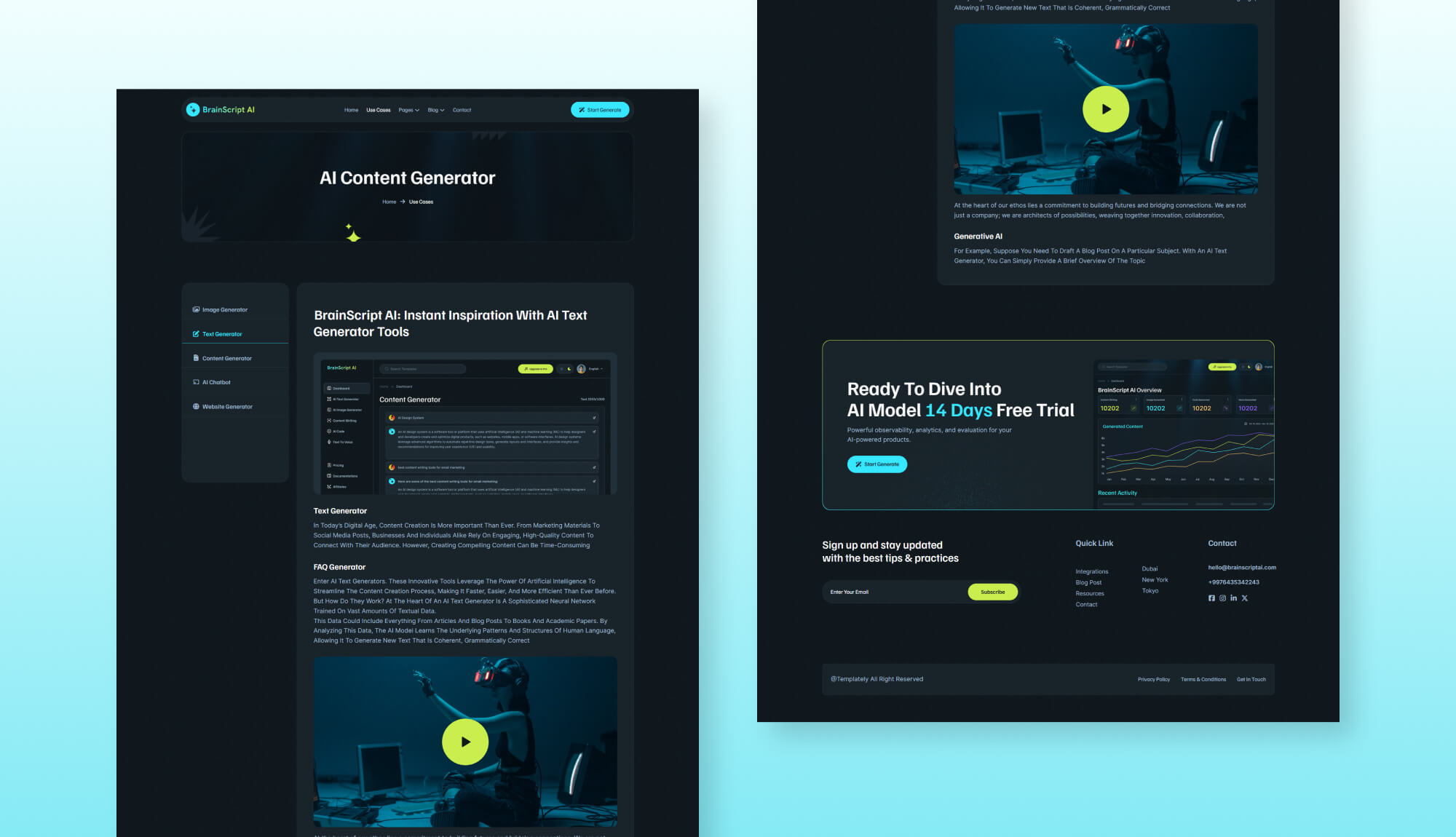 BrainScript AI – Multipurpose AI SaaS Gutenberg Website Template Use Cases | Templately