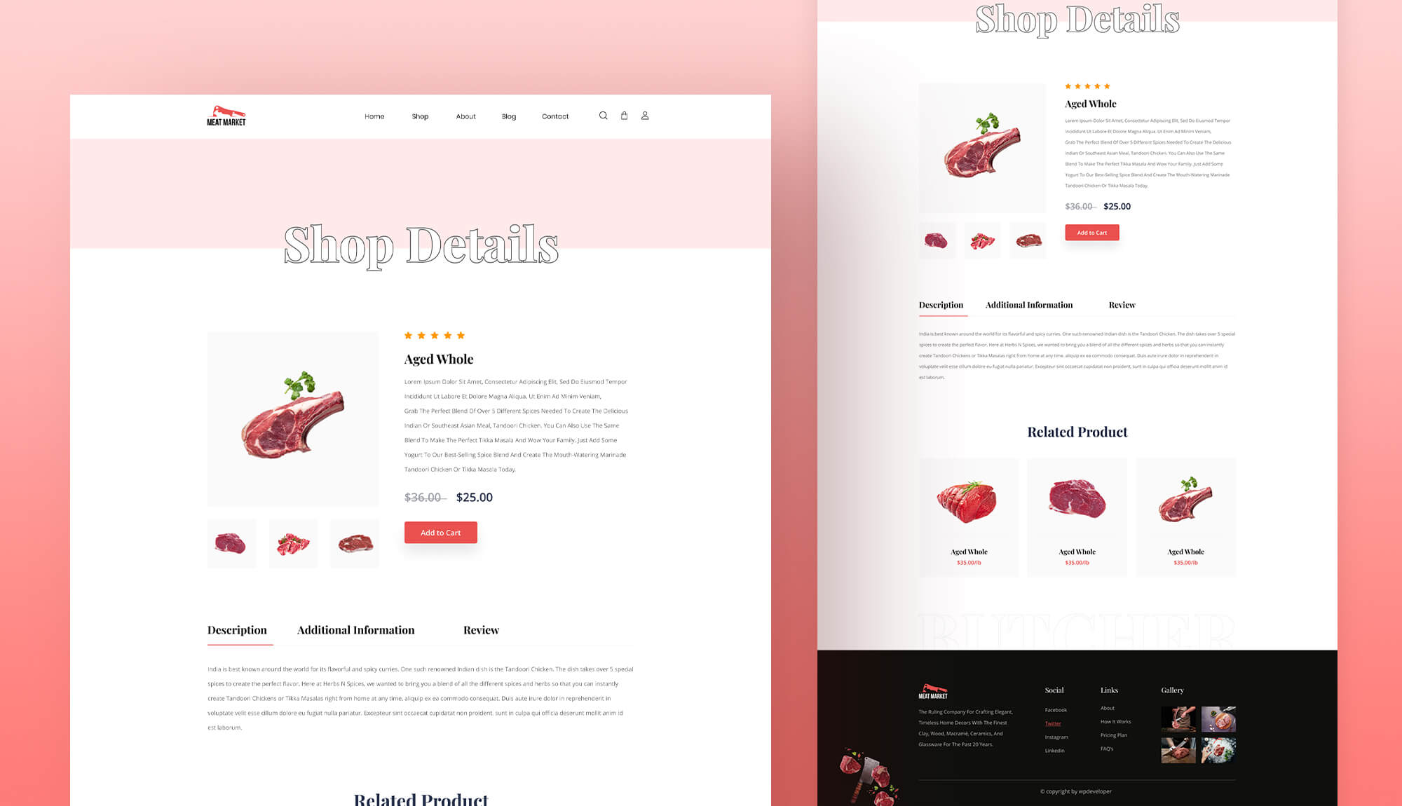 Meat Market - Butcher Shop Website Template Single Product Page ...