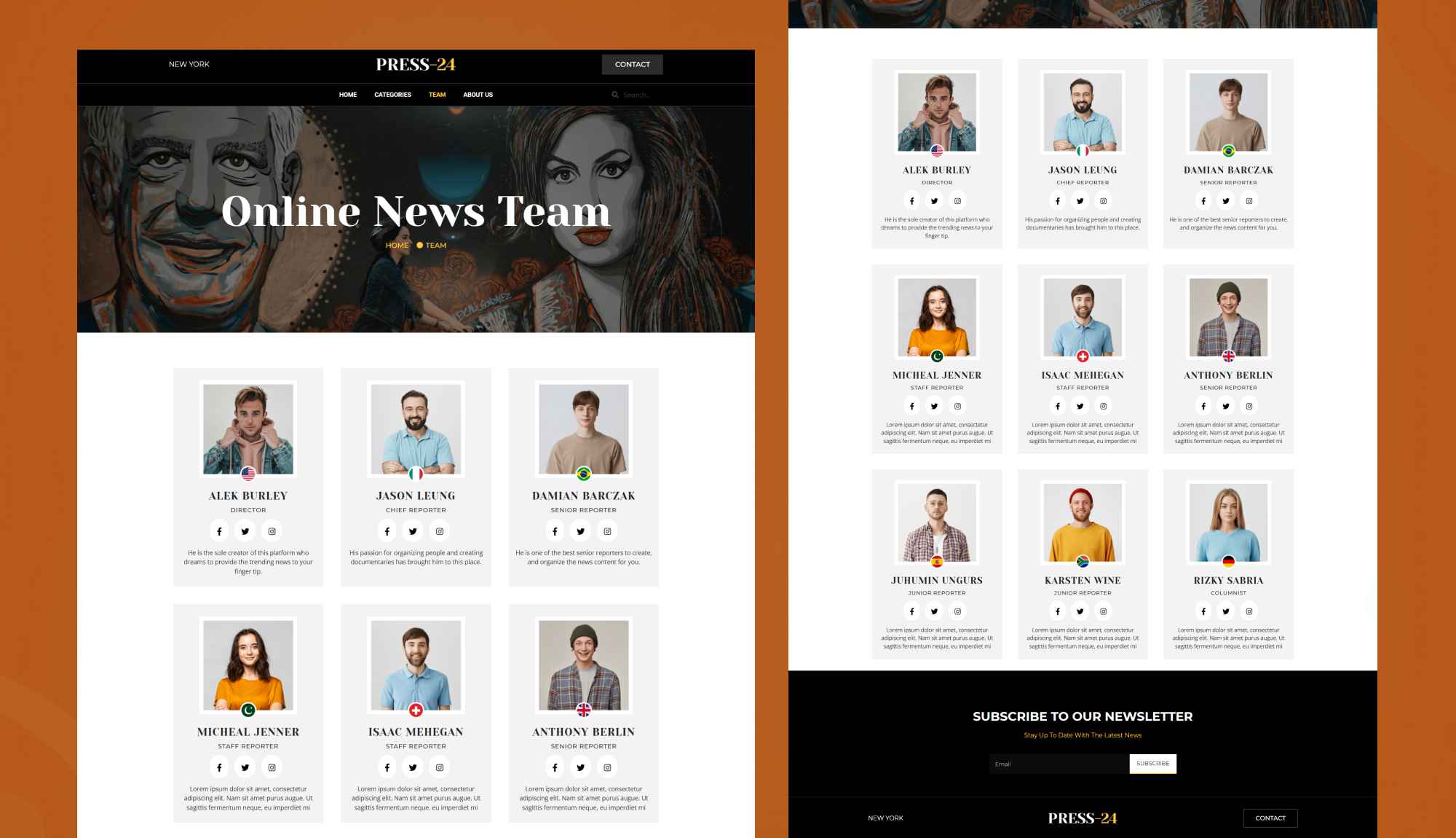 Press24 - Newspaper Website Template Team Page | Templately