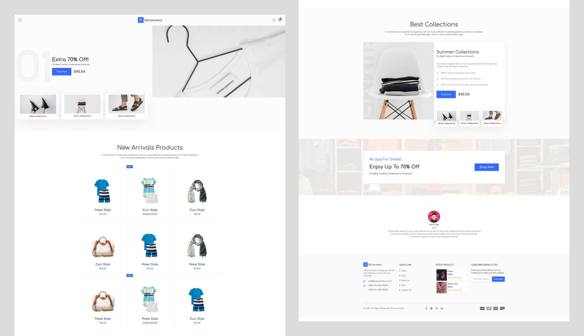 EleCommerce - eCommerce Website Template For Gutenberg Home Page ...