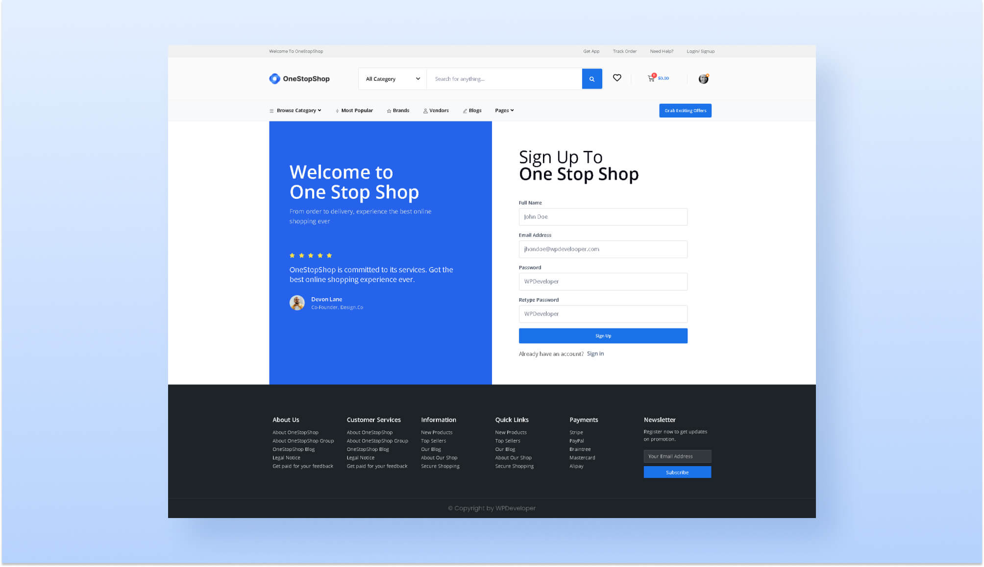 OneStopShop - Multipurpose WooCommerce Template For Elementor Sign Up ...