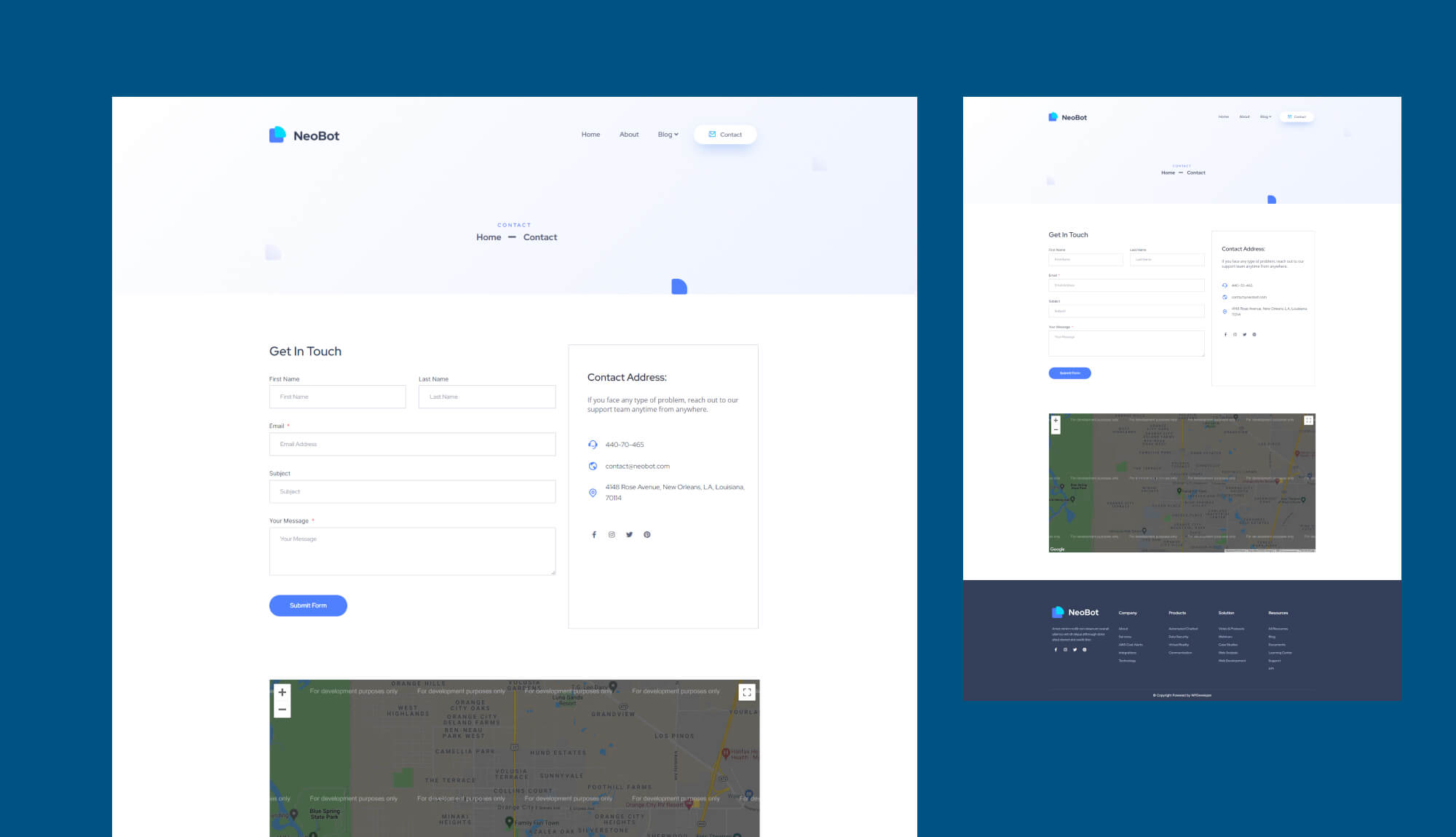 NeoBot - AI Startup Website Template Contact Page | Templately
