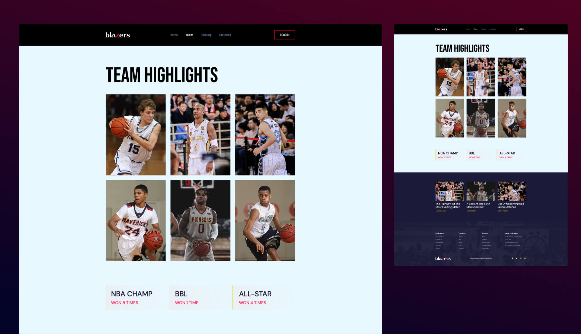 Blazers - Basketball Team Site Template For Gutenberg Team Page | Templately