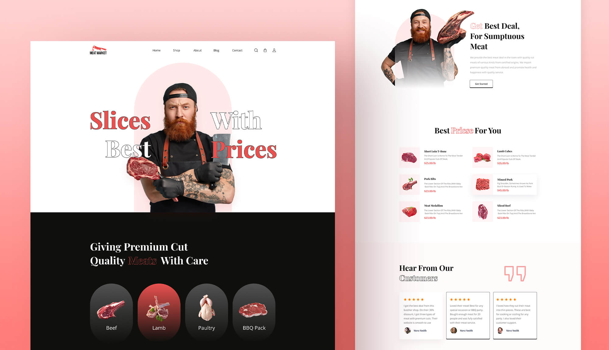 Meat Market - Butcher Shop Website Template Home Page | Templately