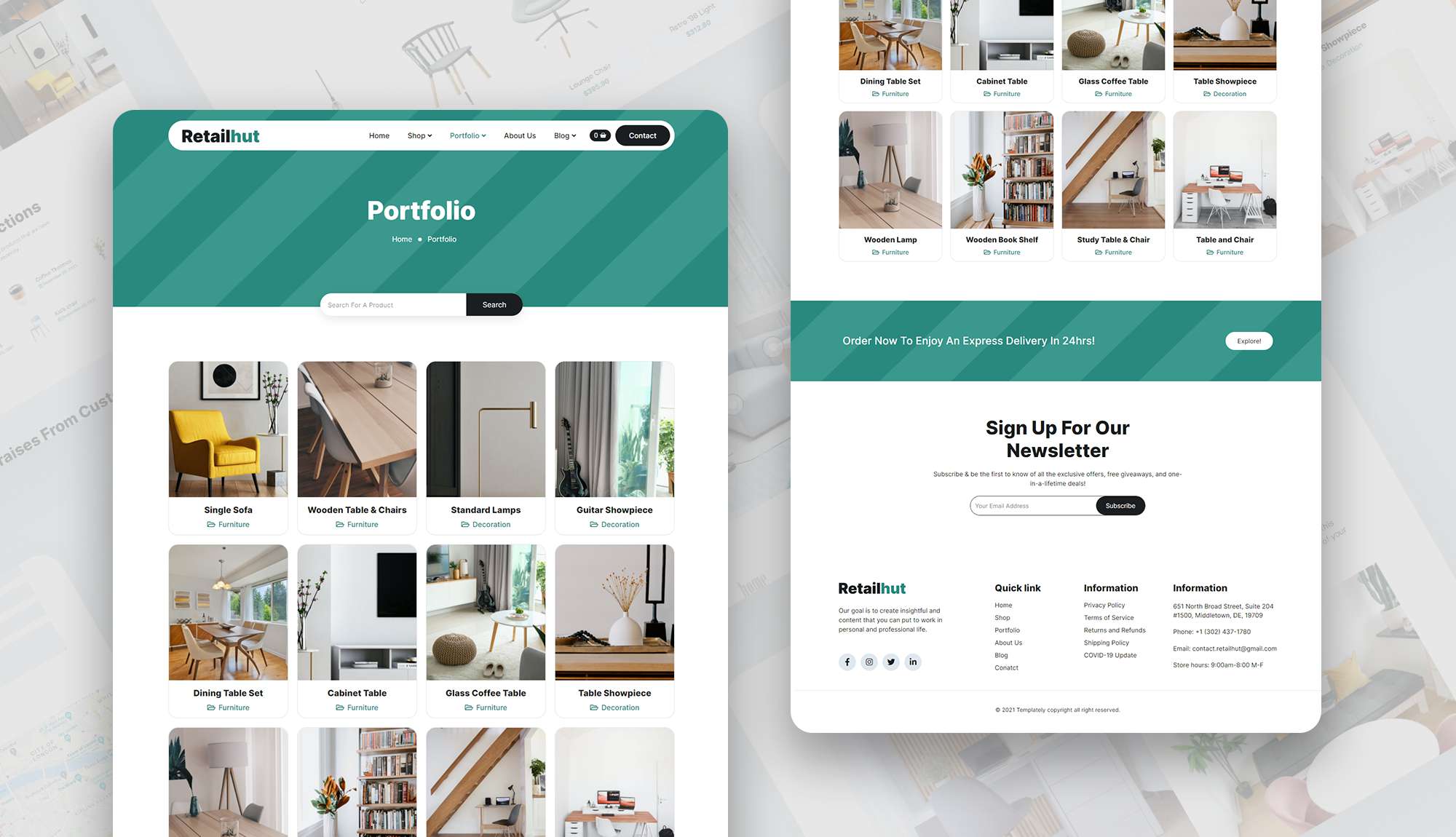 RetailHut - Template For Retail Store Websites Portfolio Page | Templately