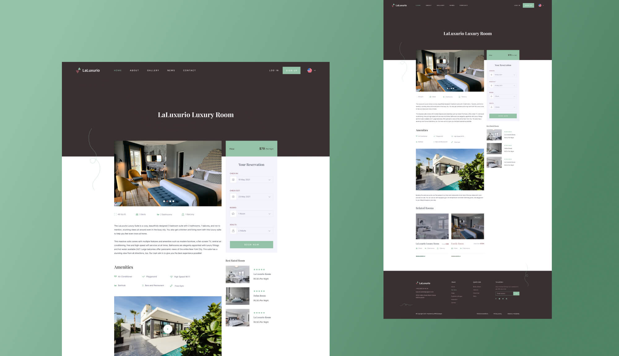 LaLuxurio - Hotel Booking Website Template Room Booking Page | Templately
