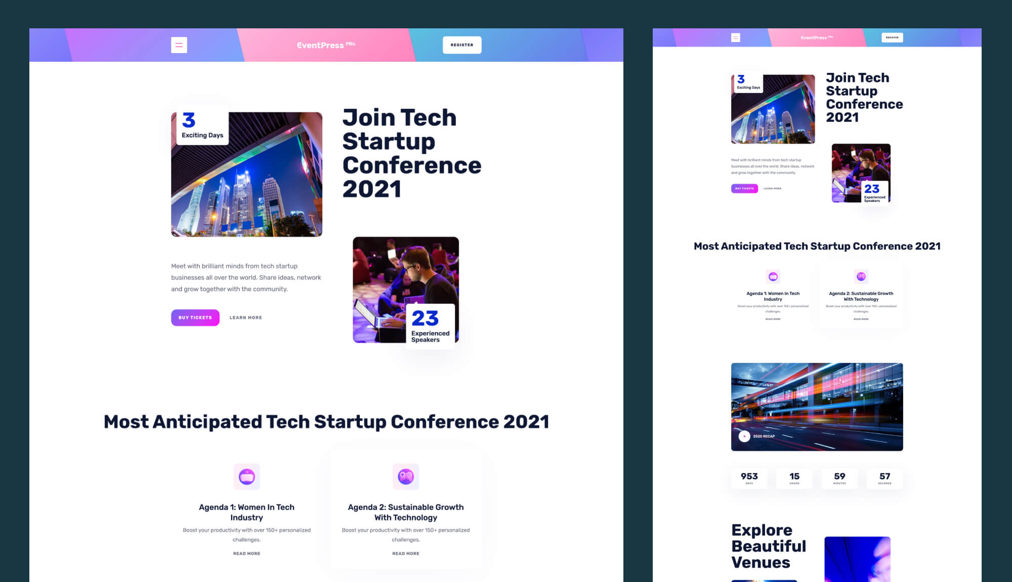 EventPress Pro - Conference Website Template For Gutenberg About Page ...
