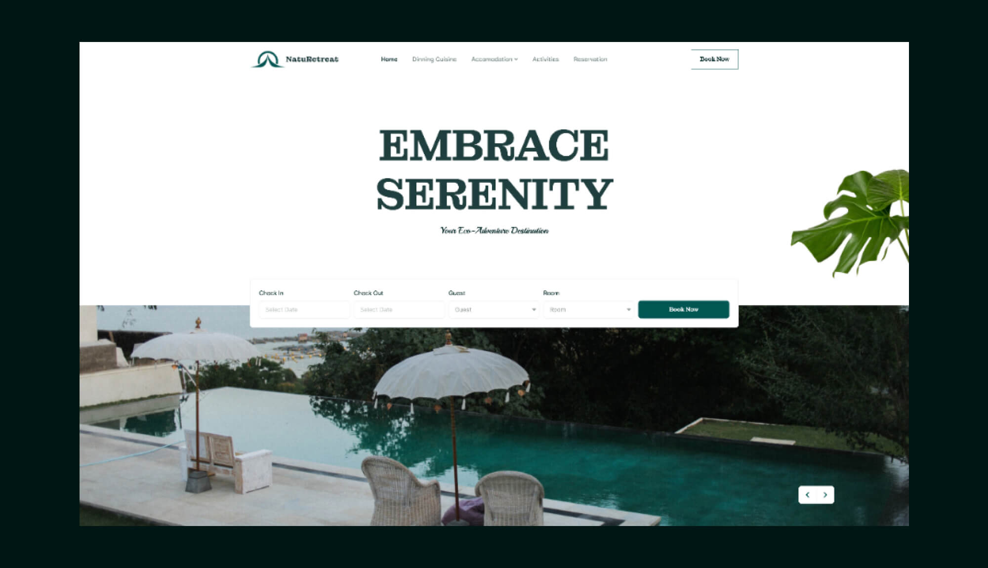NatuRetreat - Ecotourism Template For Elementor Reservation Form Over Image Slider Section ...