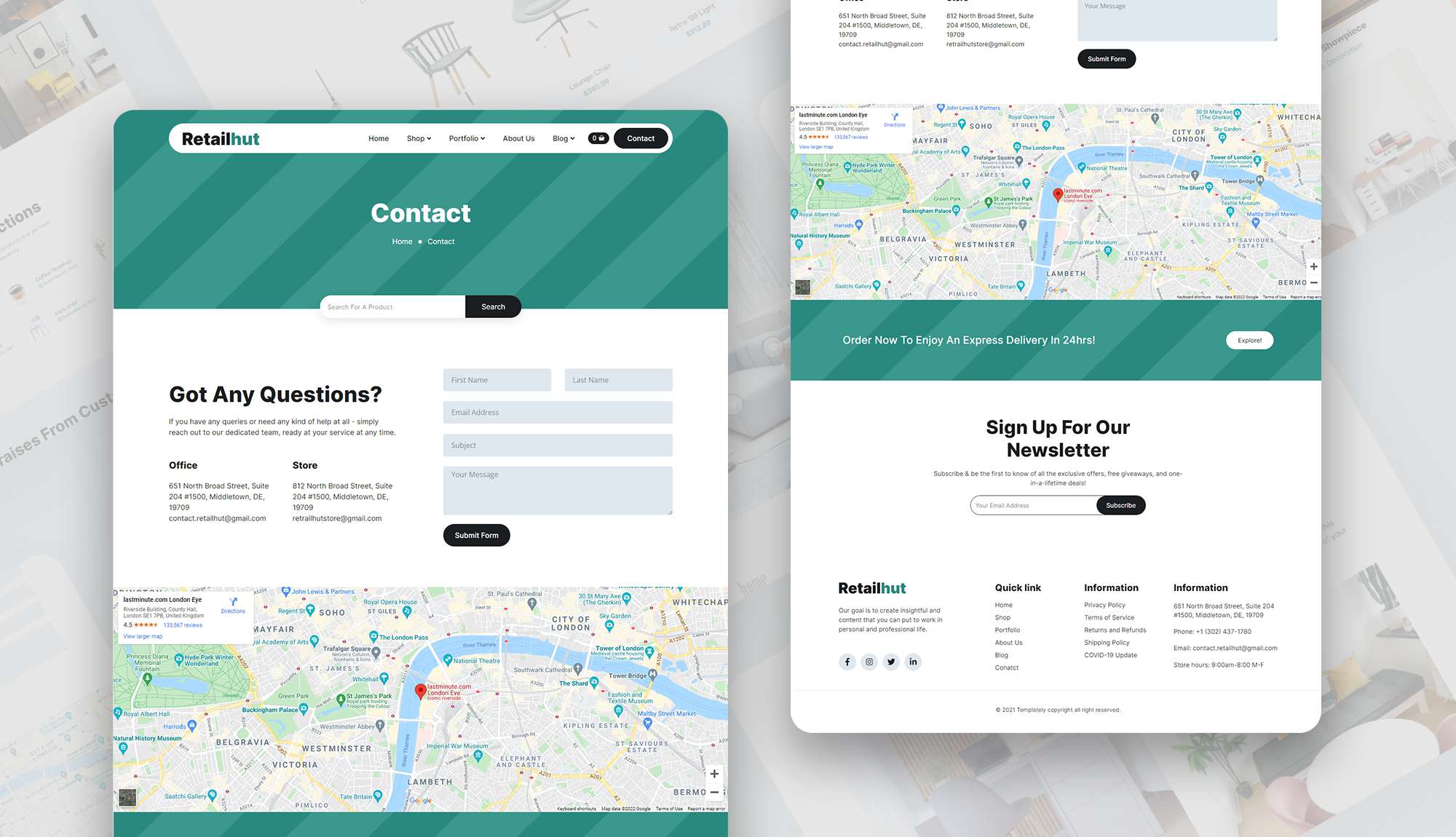 RetailHut - Template For Retail Store Websites Contact Page ...
