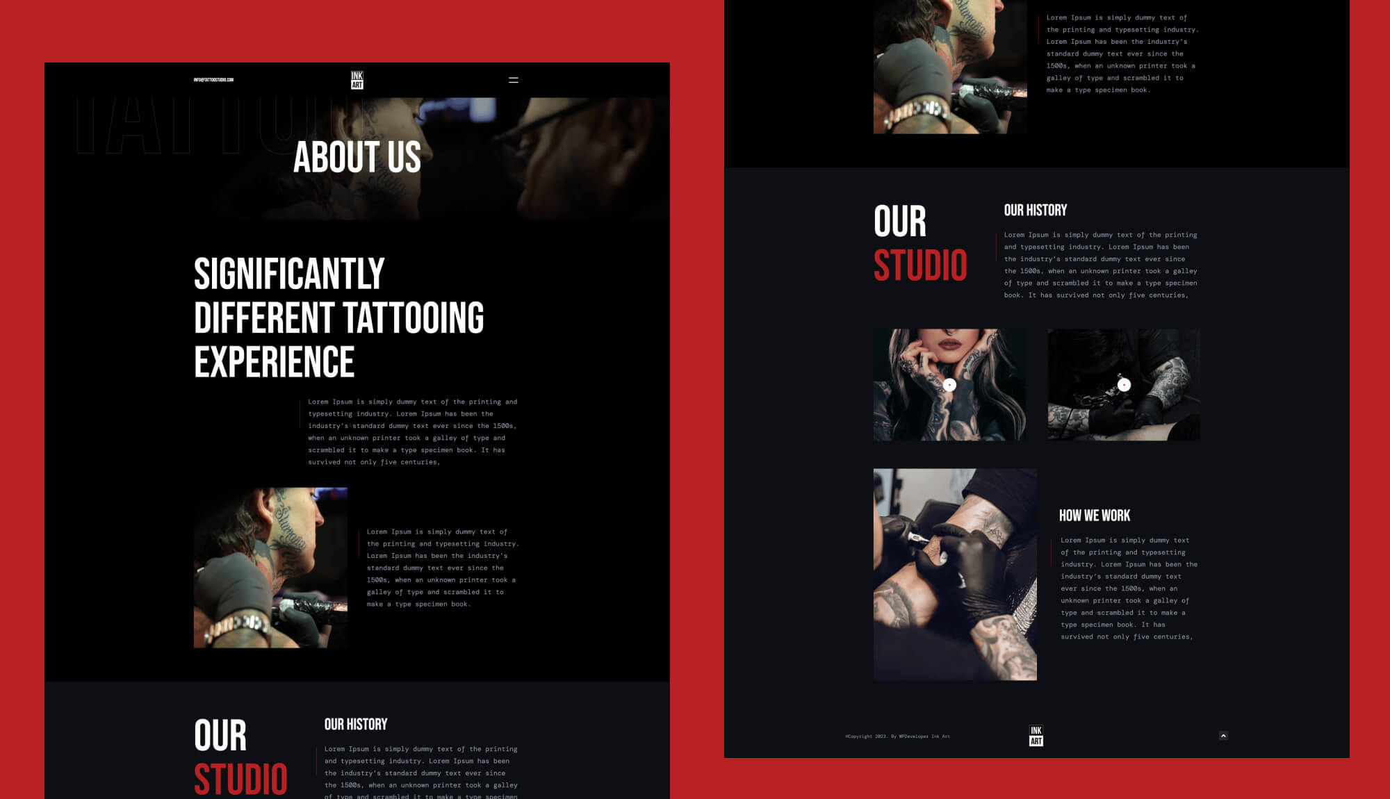 Ink Art - Tattoo Studio Website For Gutenberg About Page | Templately