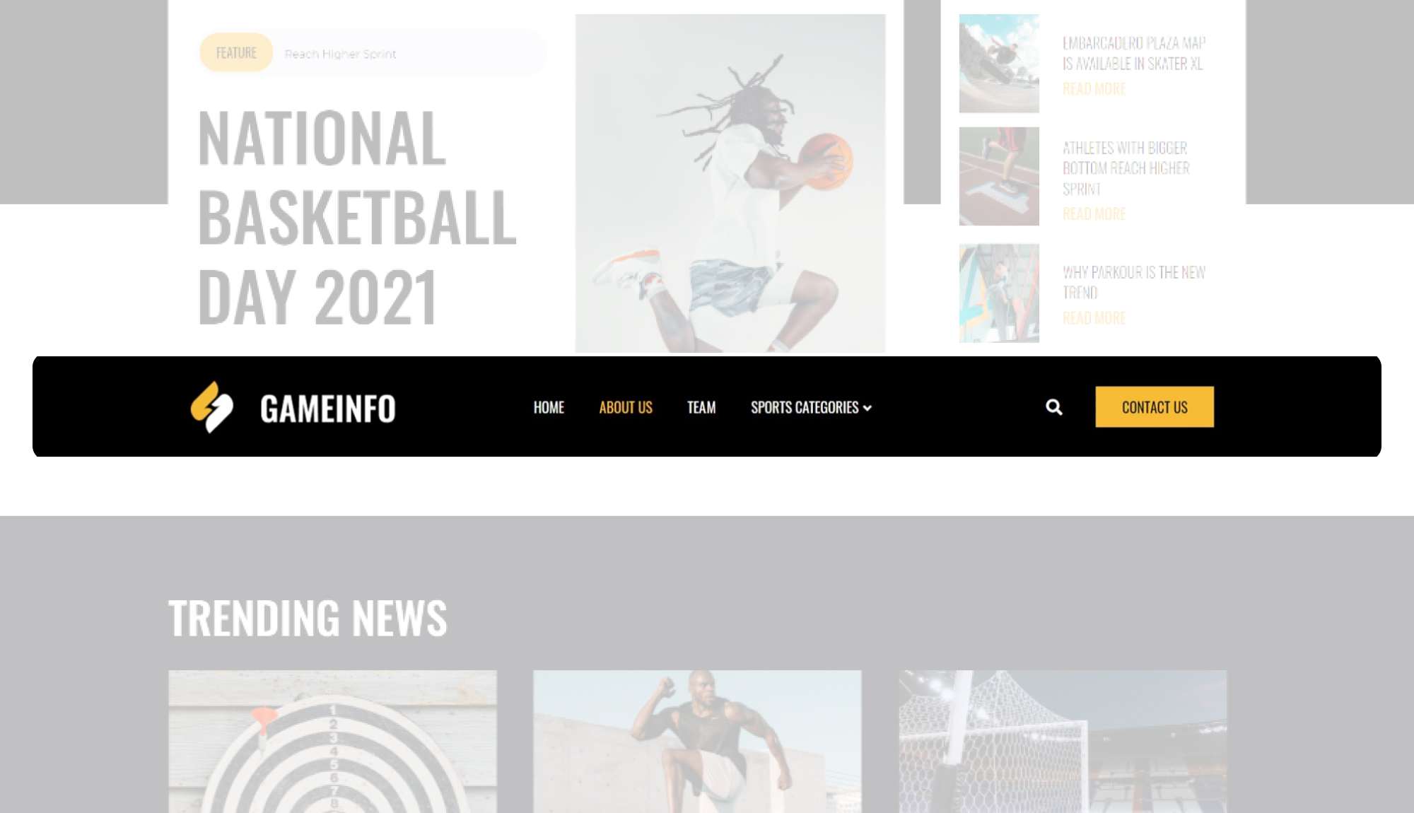 GameInfo - Sports News Website Header | Templately