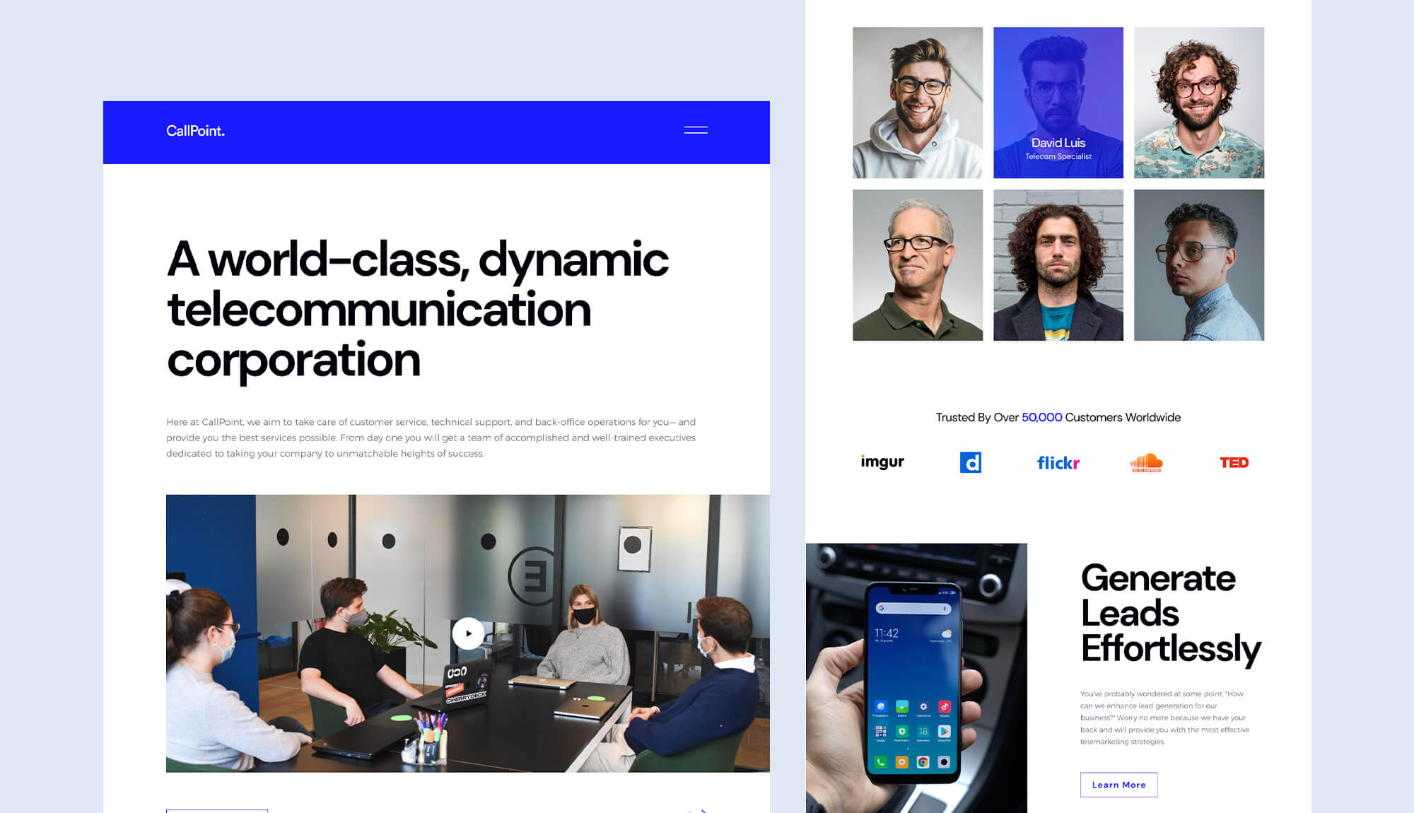 CallPoint - Call Center Website Template About Page | Templately