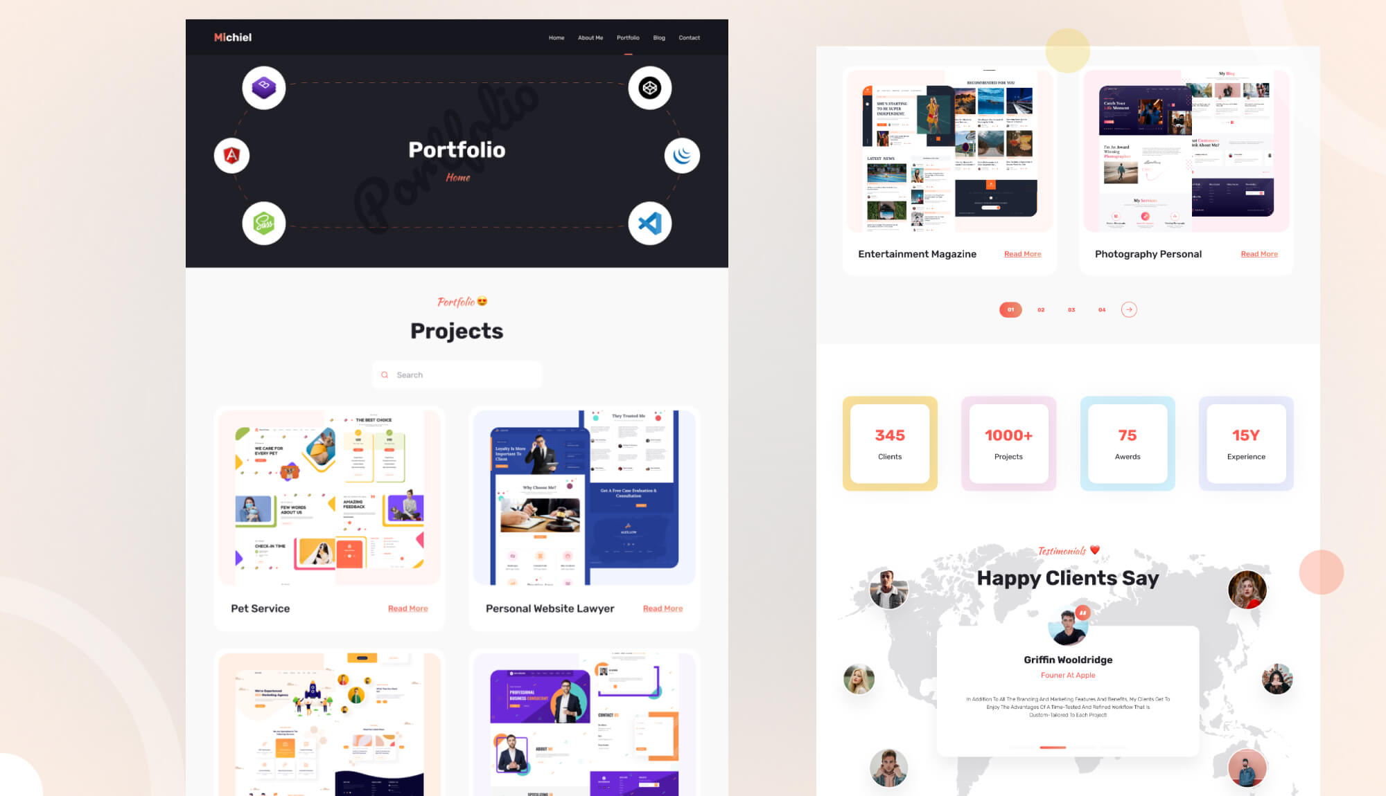 Michiel - Personal Web Developer Website Portfolio Page Template ...