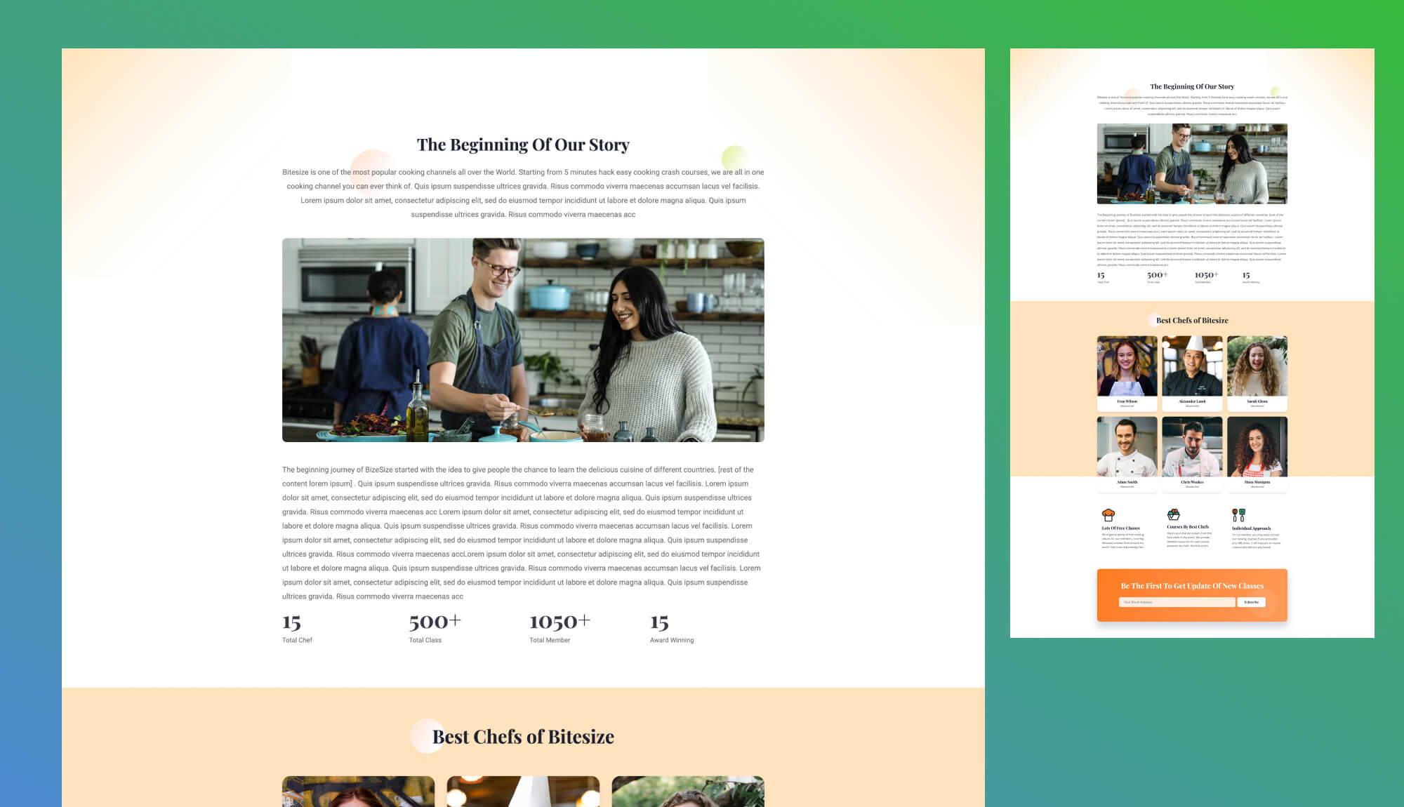 Bitesize - Cooking Class Website Template Gutenberg About Us Page ...