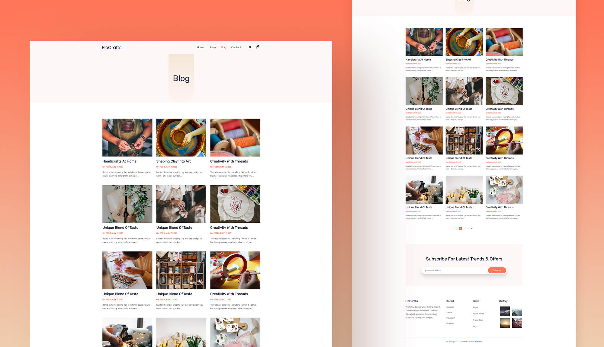 EleCrafts - Craft Store Website For Gutenberg Blog Page | Templately