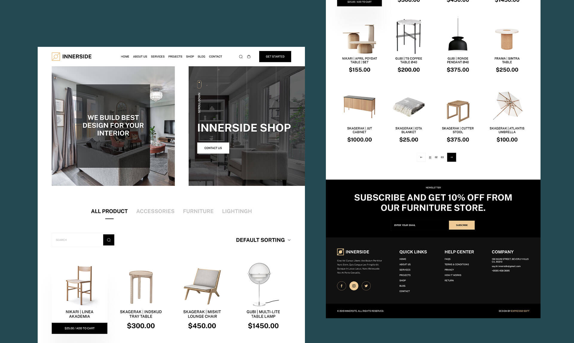 InnerSide - Interior Design Website Template Shop Page | Templately ...