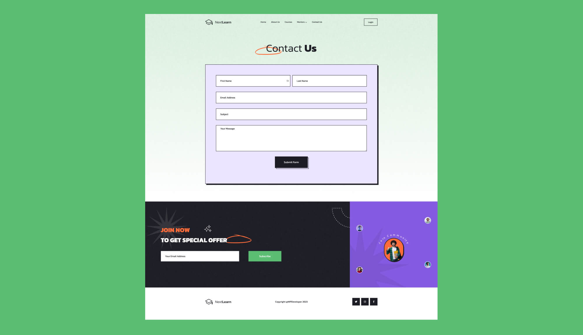 NextLearn - eLearning Template Pack For Elementor Contact Page | Templately