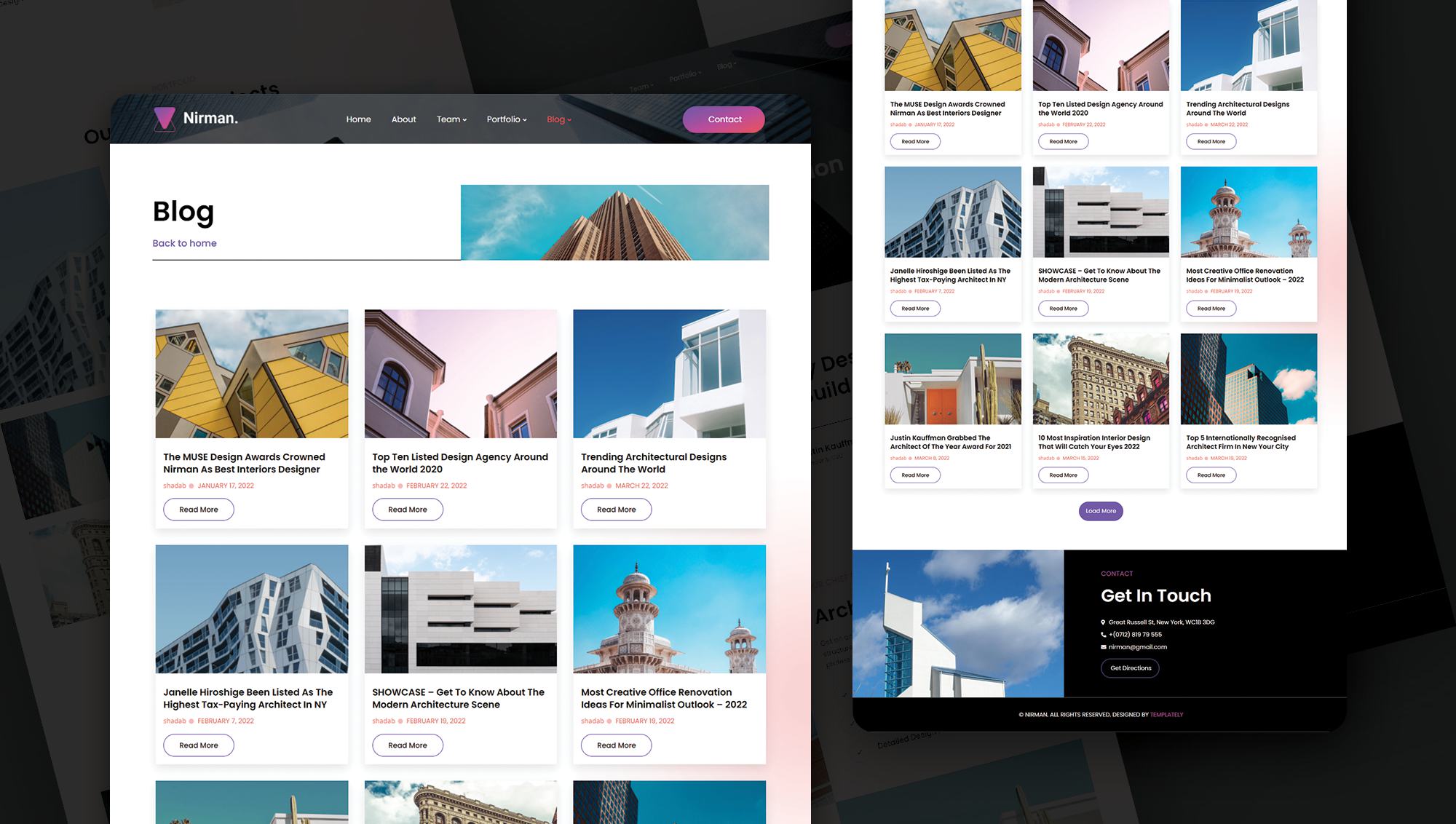 Nirman- Architecture Consultancy Website Template Blog Page | Templately