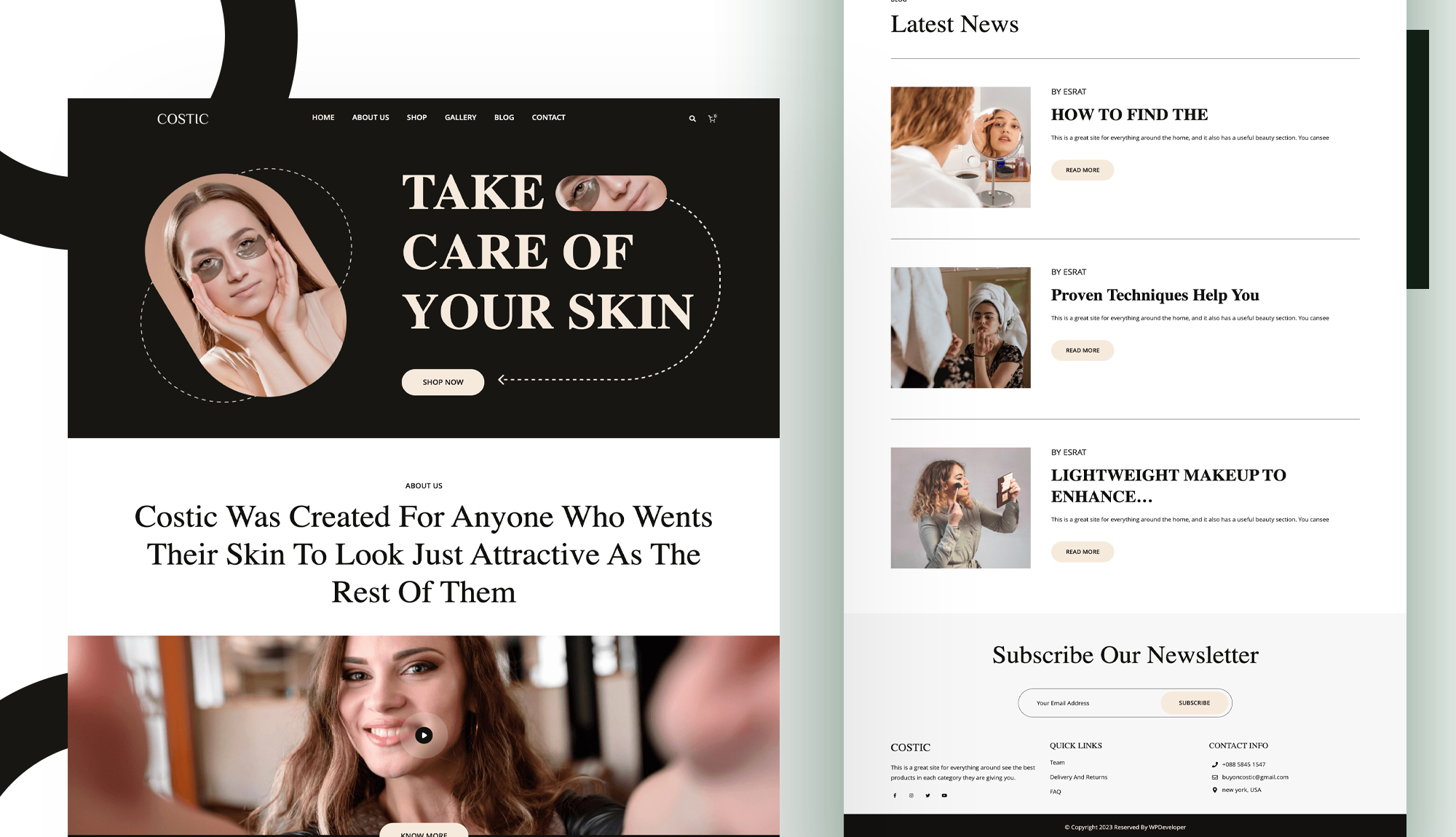 Costic - Cosmetic Shop Website For Gutenberg Home Page | Templately