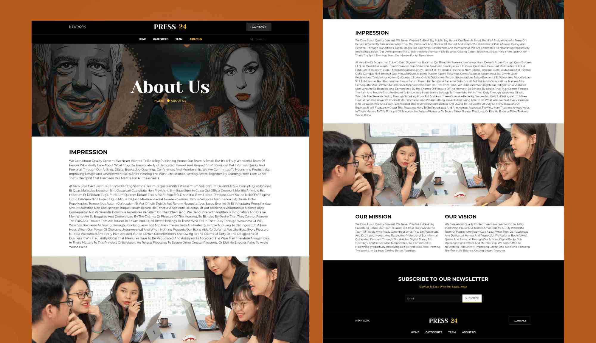Press24 - Newspaper Website Template About Page | Templately