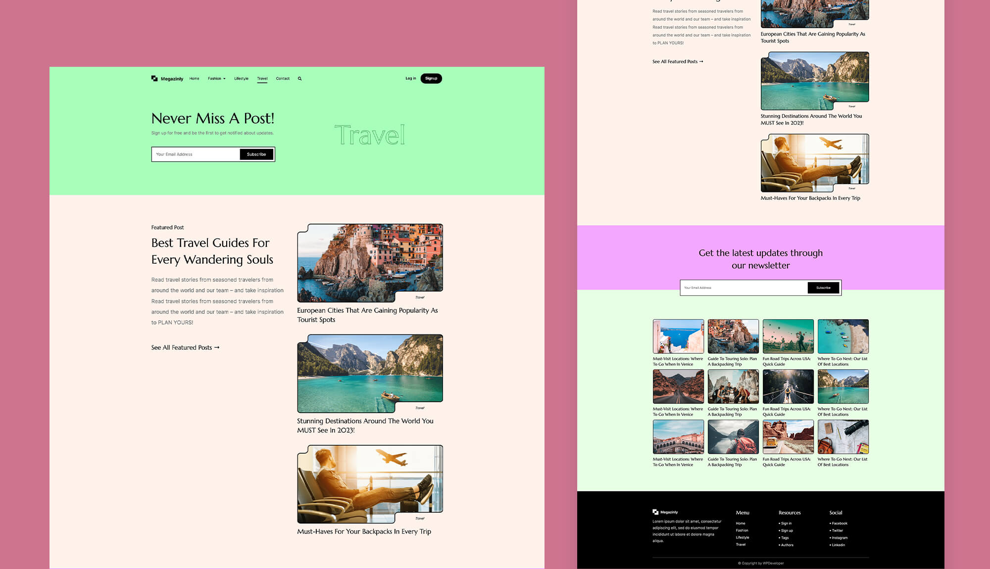 Magazinely - Fashion & Lifestyle Blogging Website Travel Page | Templately