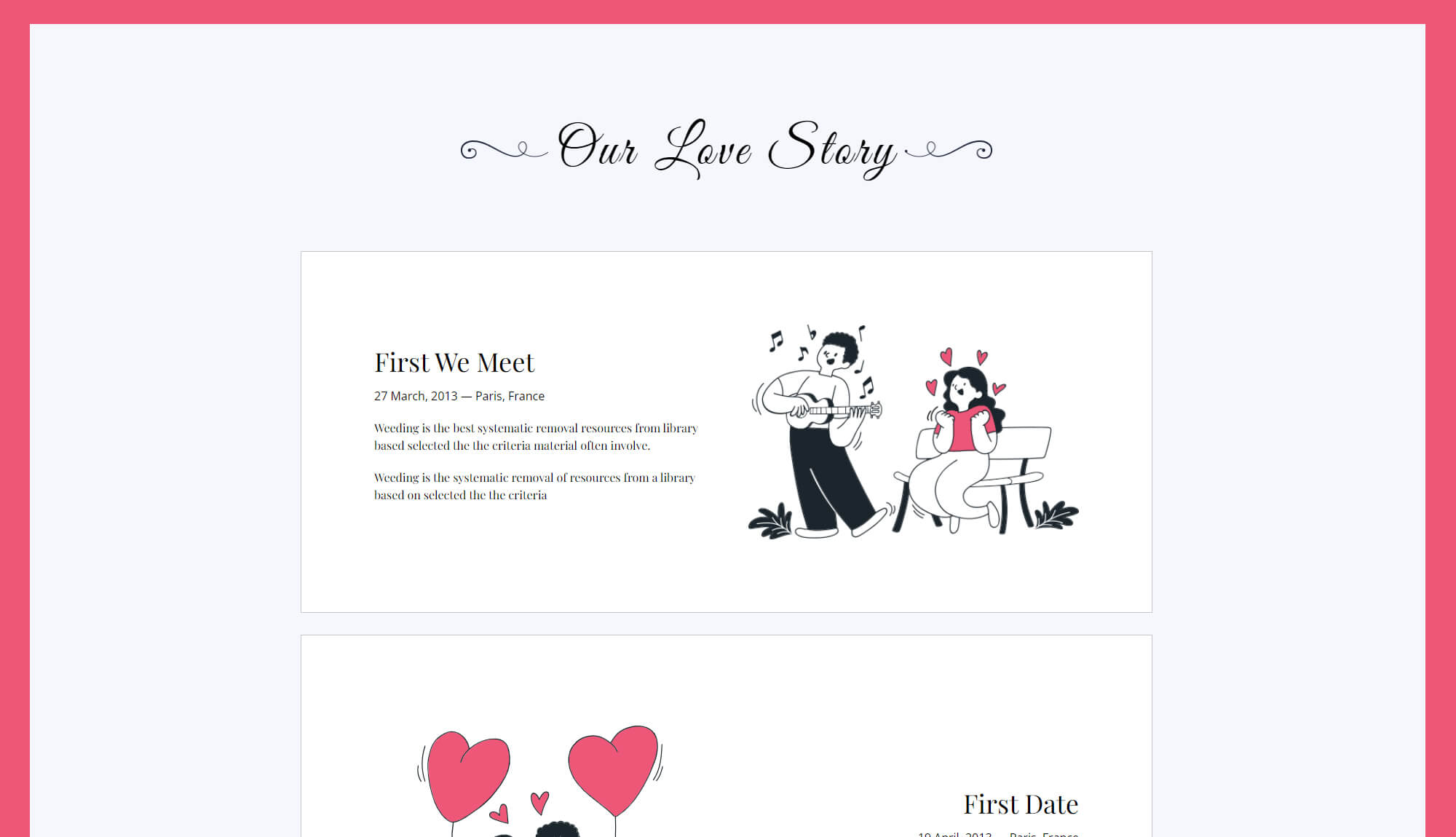 EleMoment - Gutenberg Wedding Website Template Love Story Section For ...