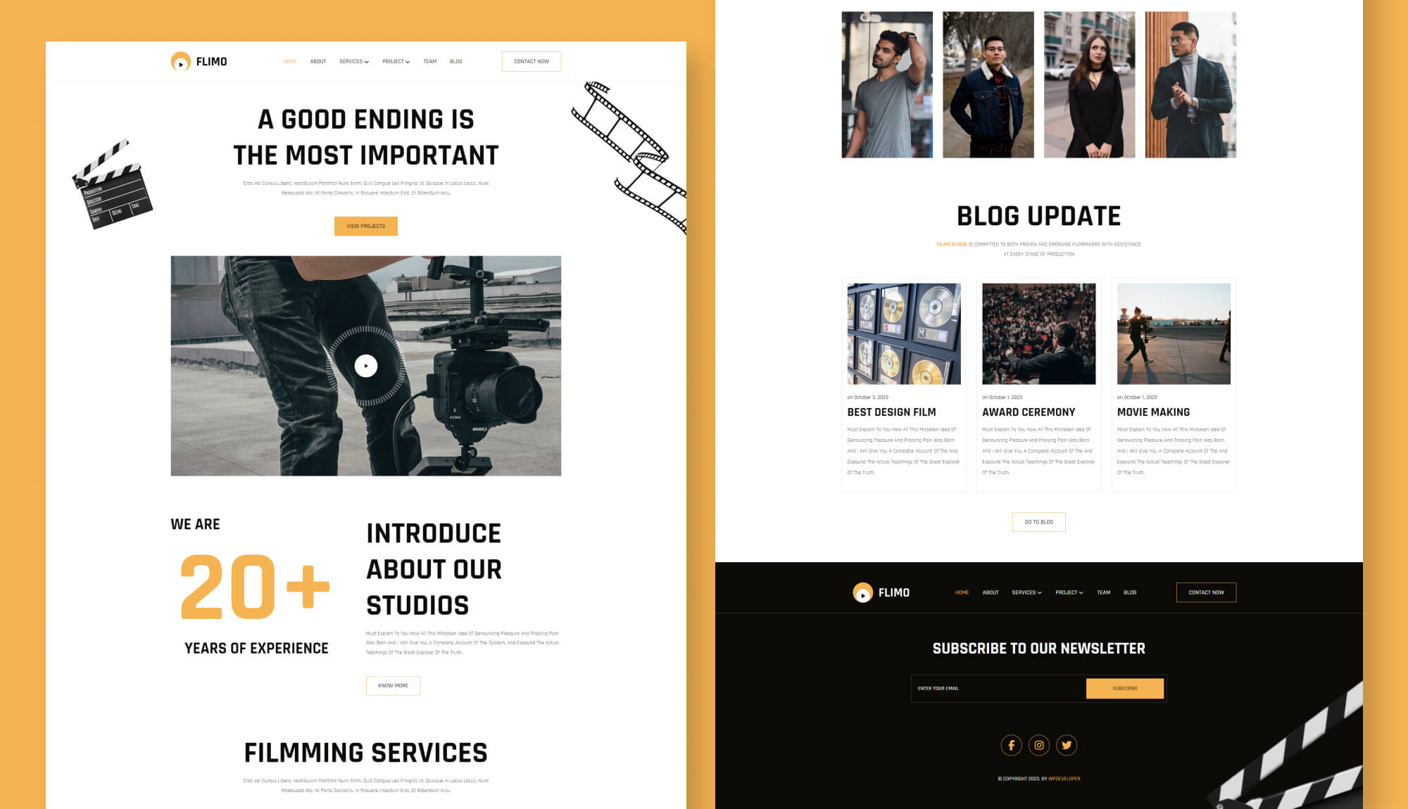Flimo - Flimo - Film Production House Gutenberg Website Template Home Page | Templately