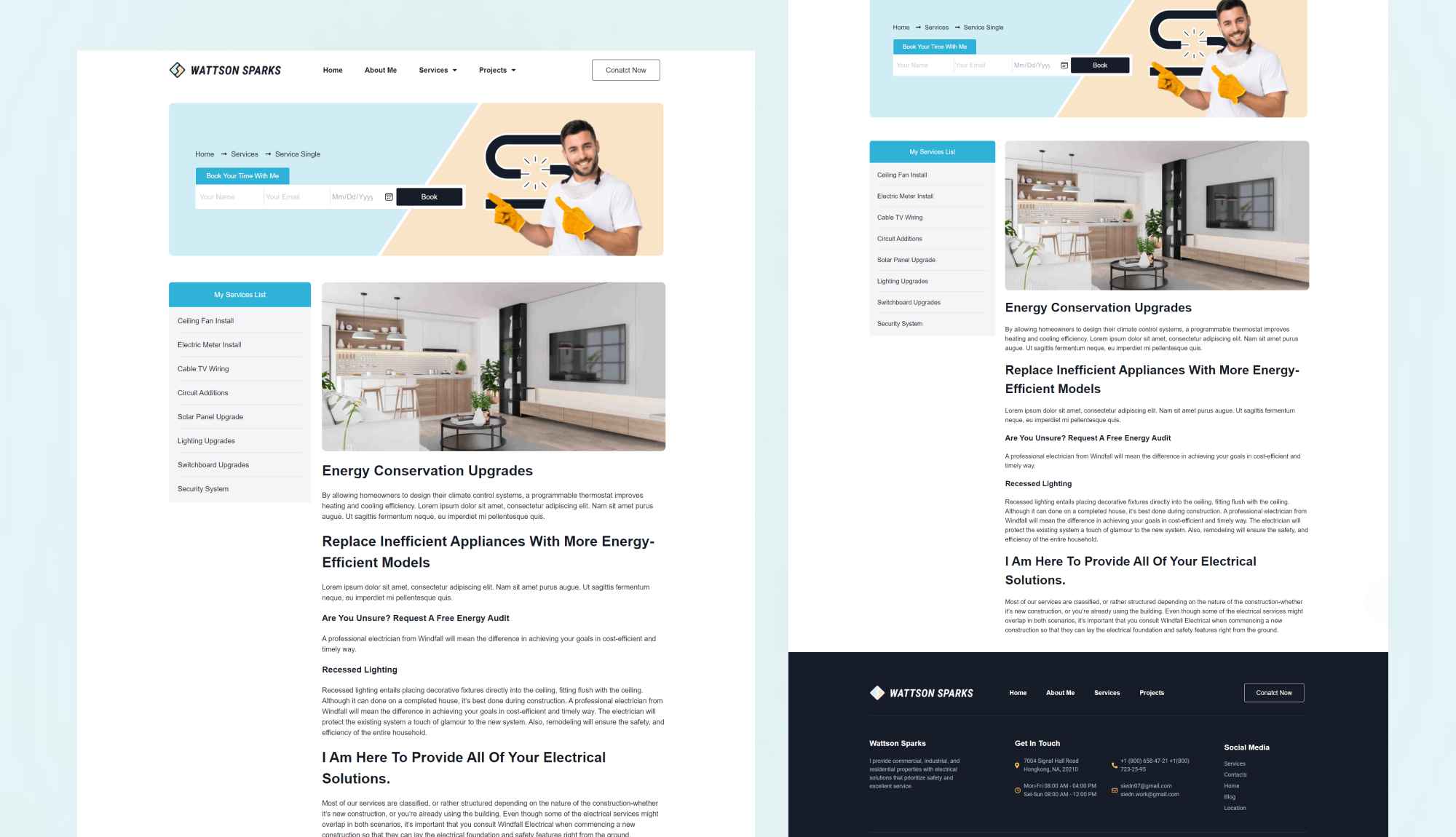 Wattson Sparks - Electrician Website Template Service Details Page ...