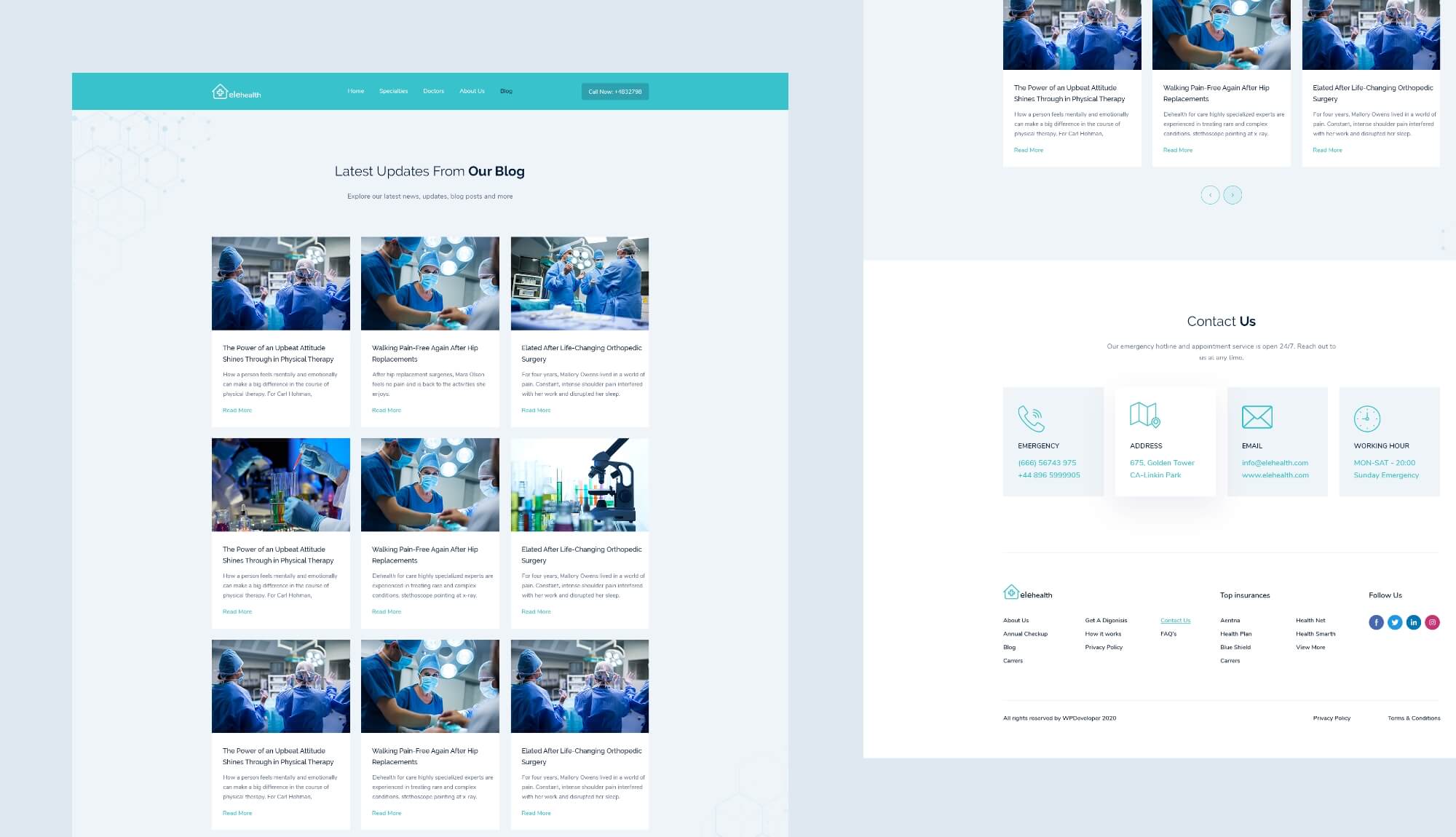 EleHealth Website Template Blog Page | Templately