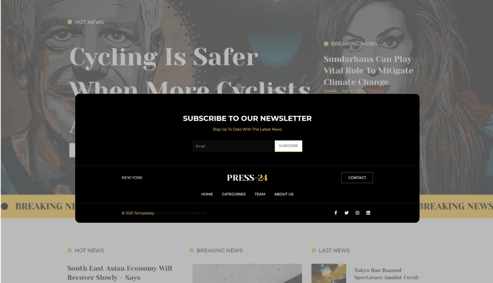 Press24 - Newspaper Website Template Footer | Templately