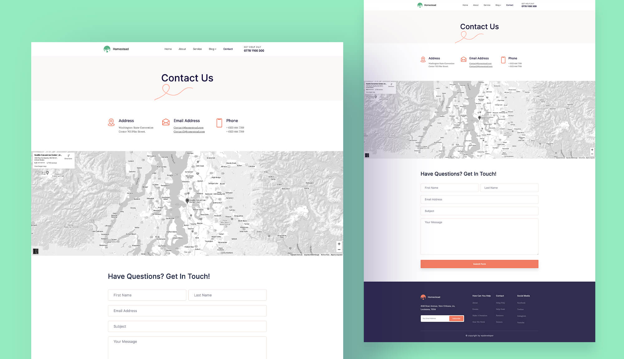 Homestead - Senior Care Service Website For Gutenberg Contact Section ... Homestead - Senior Care Service Website For Gutenberg Contact Section ...