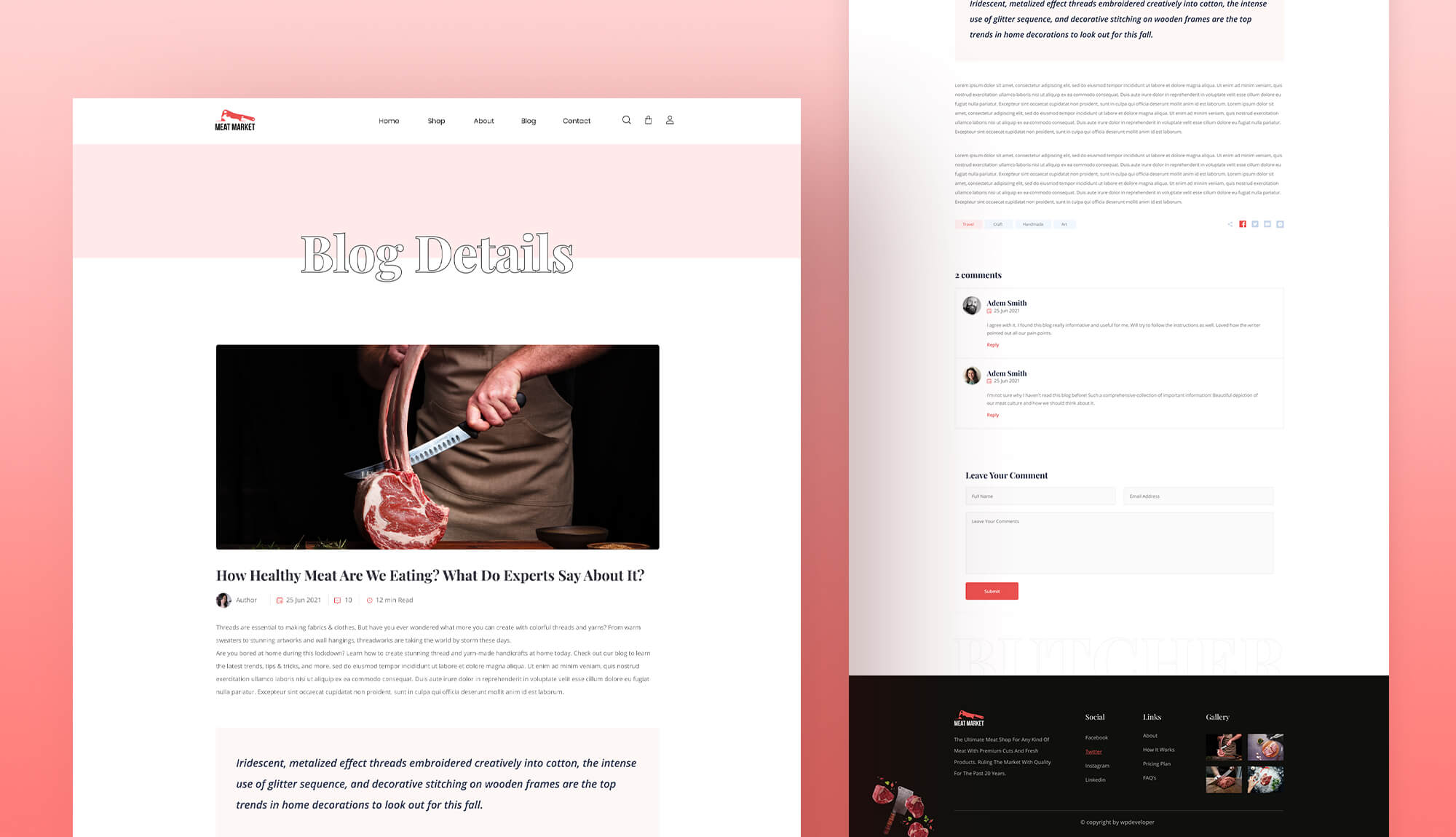 Meat Market - Butcher Shop Website Template Single Post Page | Templately