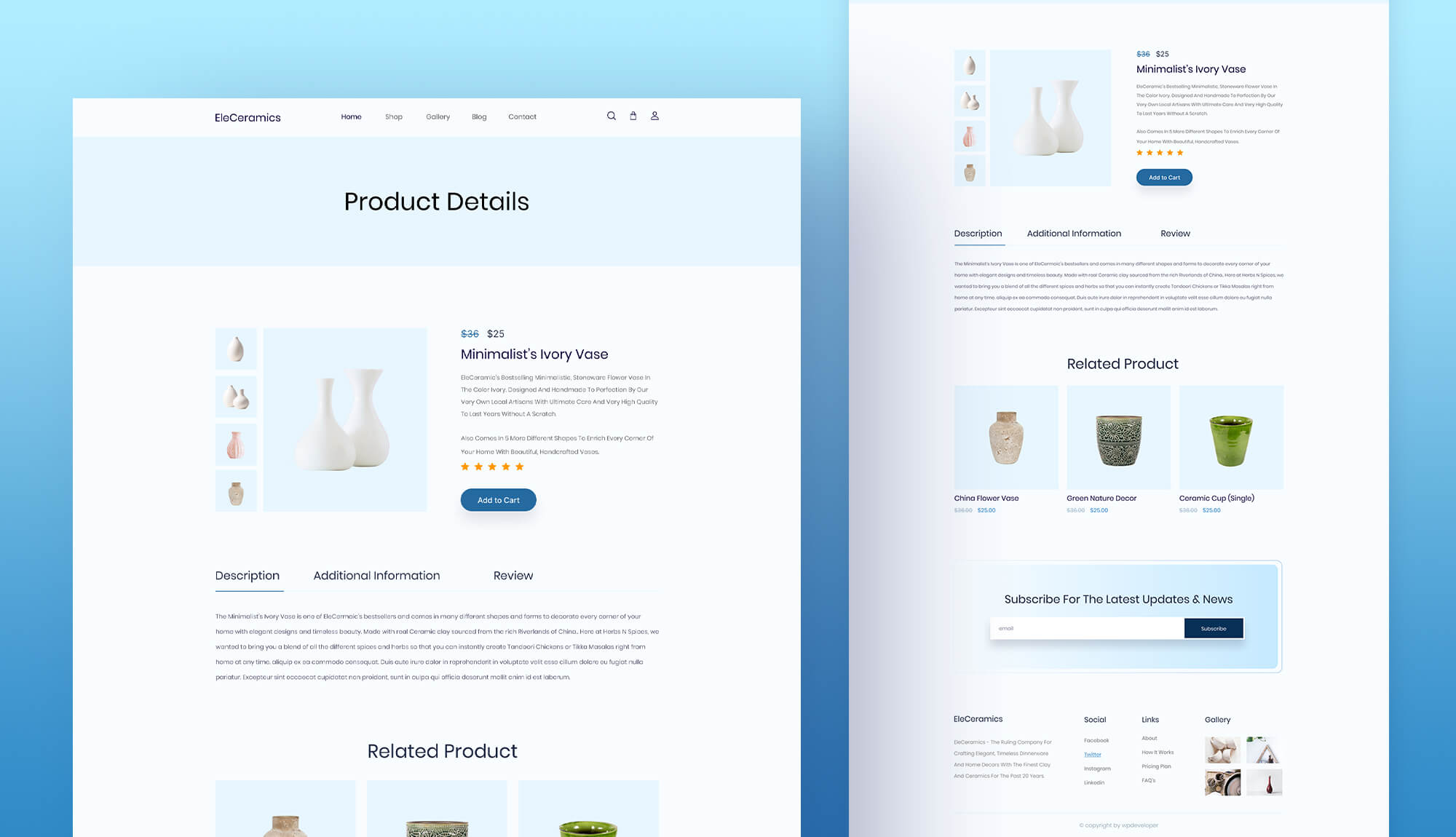 EleCeramics - Ceramic Website Template Product Details Page | Templately