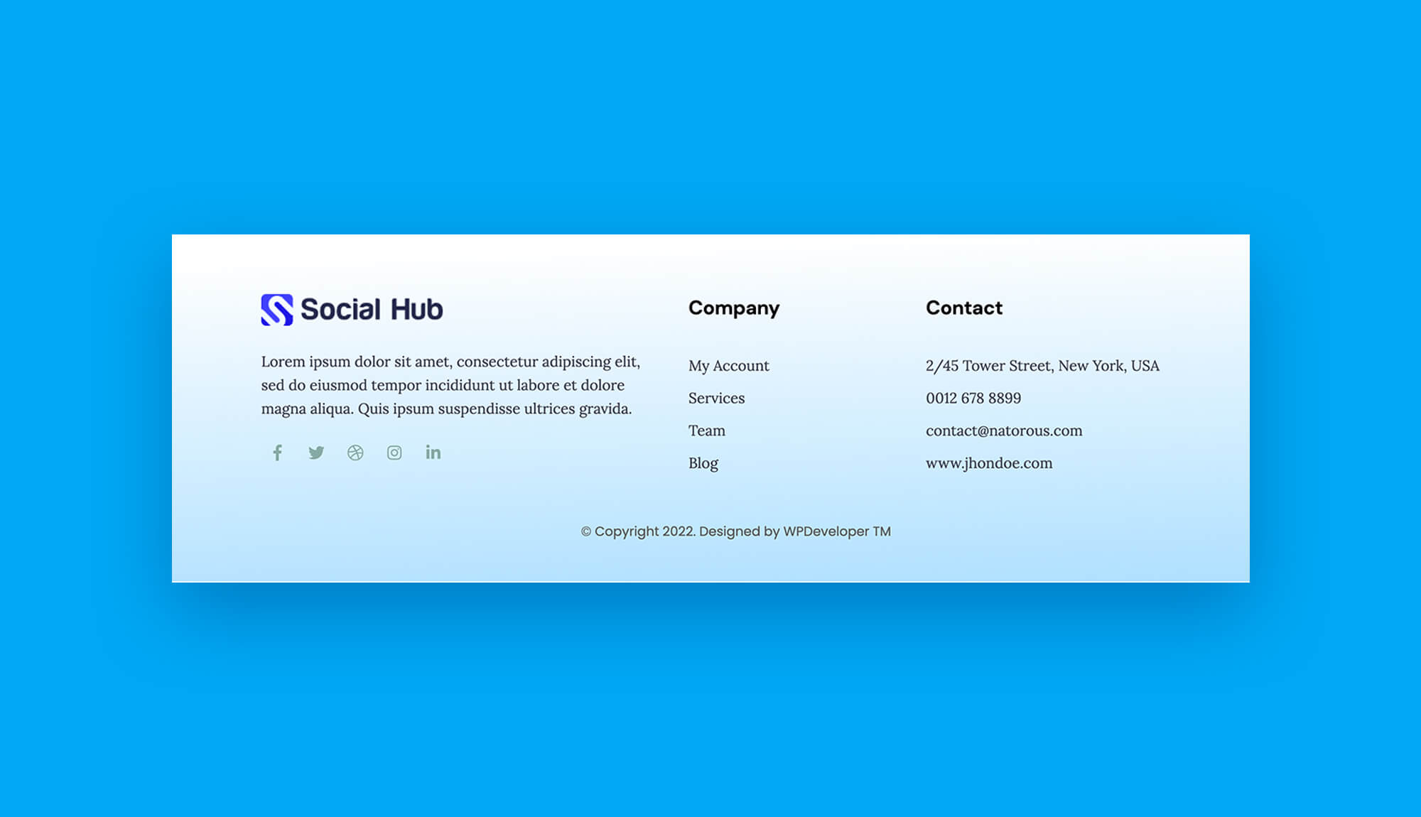 Social Hub - Influencer Marketing Agency Website For Gutenberg Footer ...