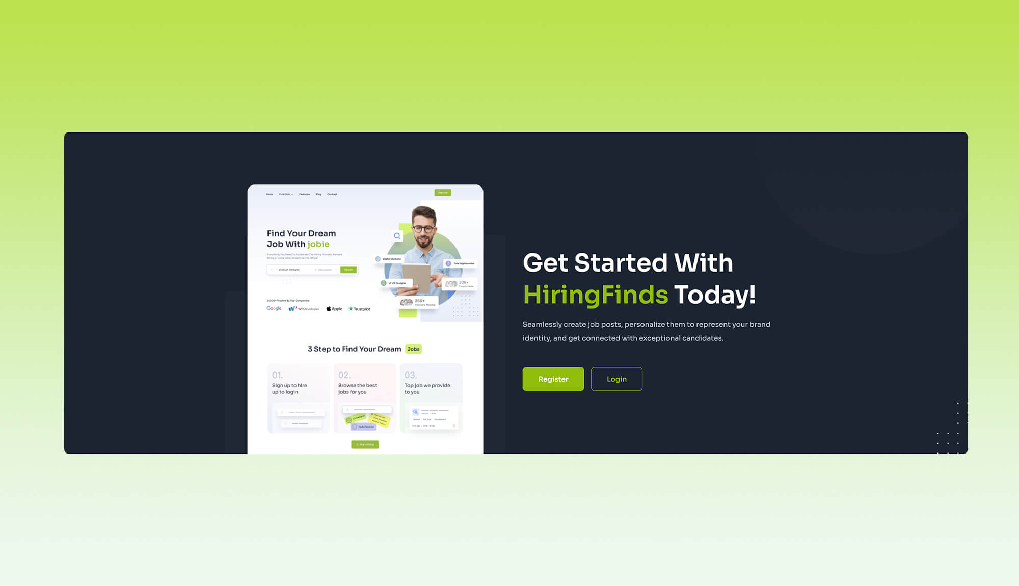HiringFinds - Job Board Website For Gutenberg CTA Section | Templately