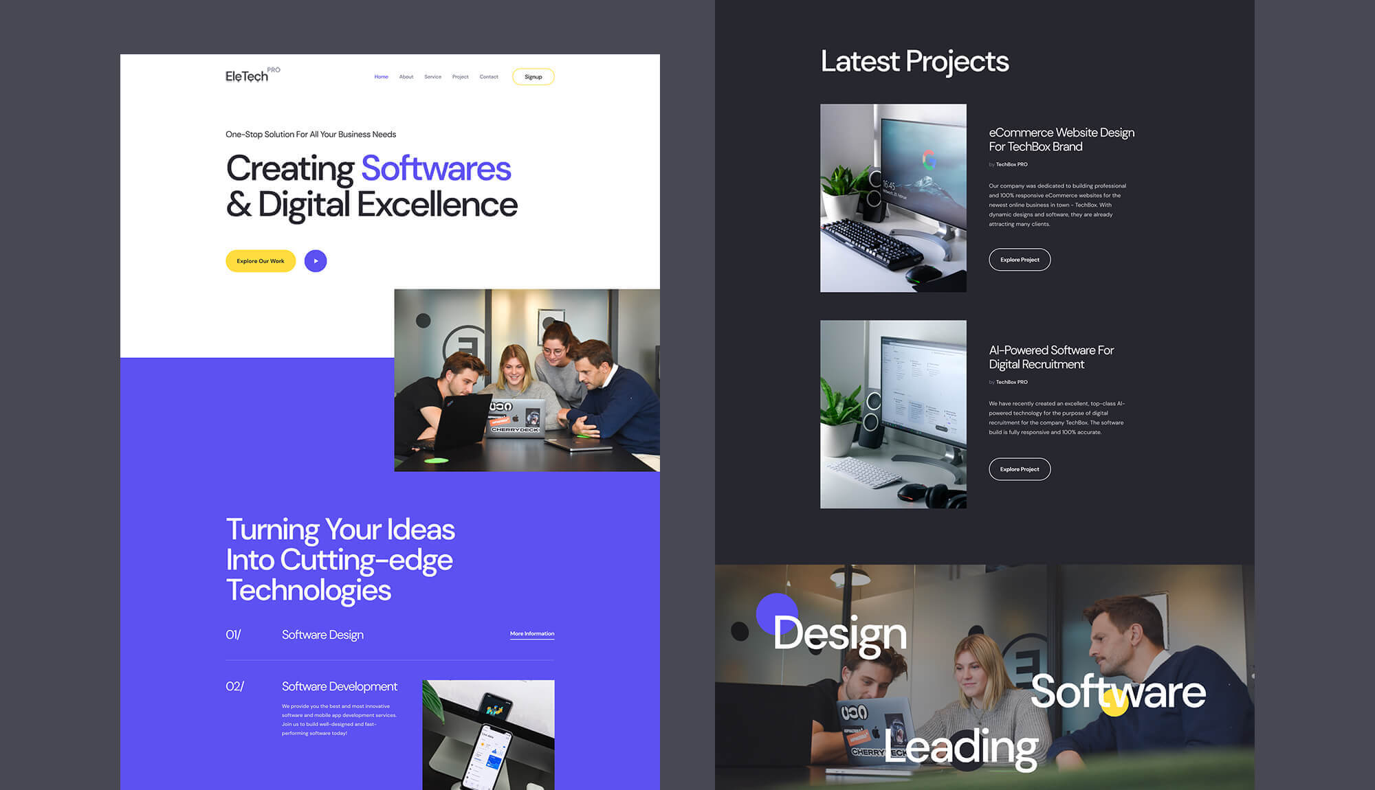 EleTech - Software Company Website Template Home Page | Templately